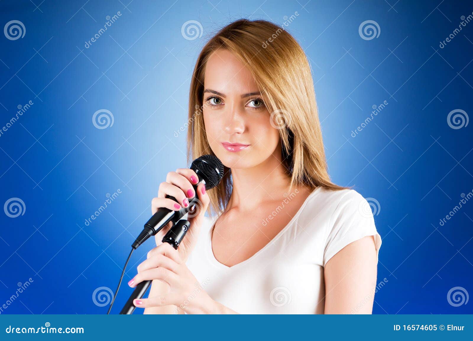 Girl Singing with Microphone Stock Image - Image of concert, musician ...