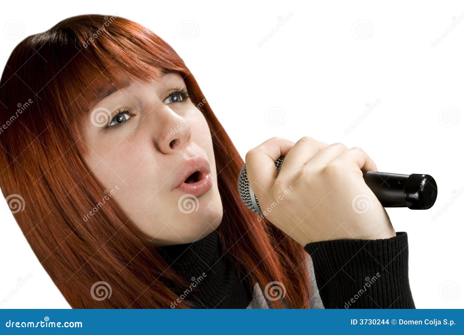 Girl Singing On Microphone Picture. Image: 3730244