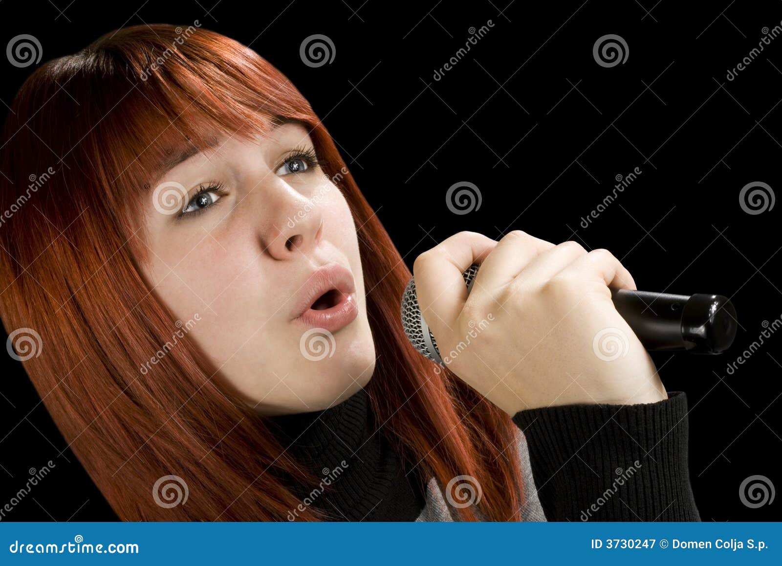 Girl singing on microphone stock image. Image of smile - 3730247