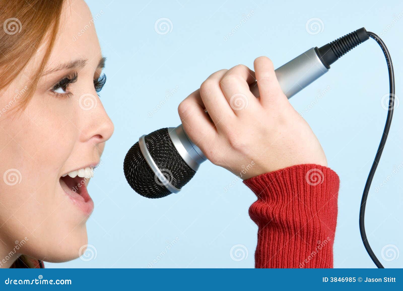 Girl Singing With Microphone Royalty Free Stock Photo - Image: 3846985
