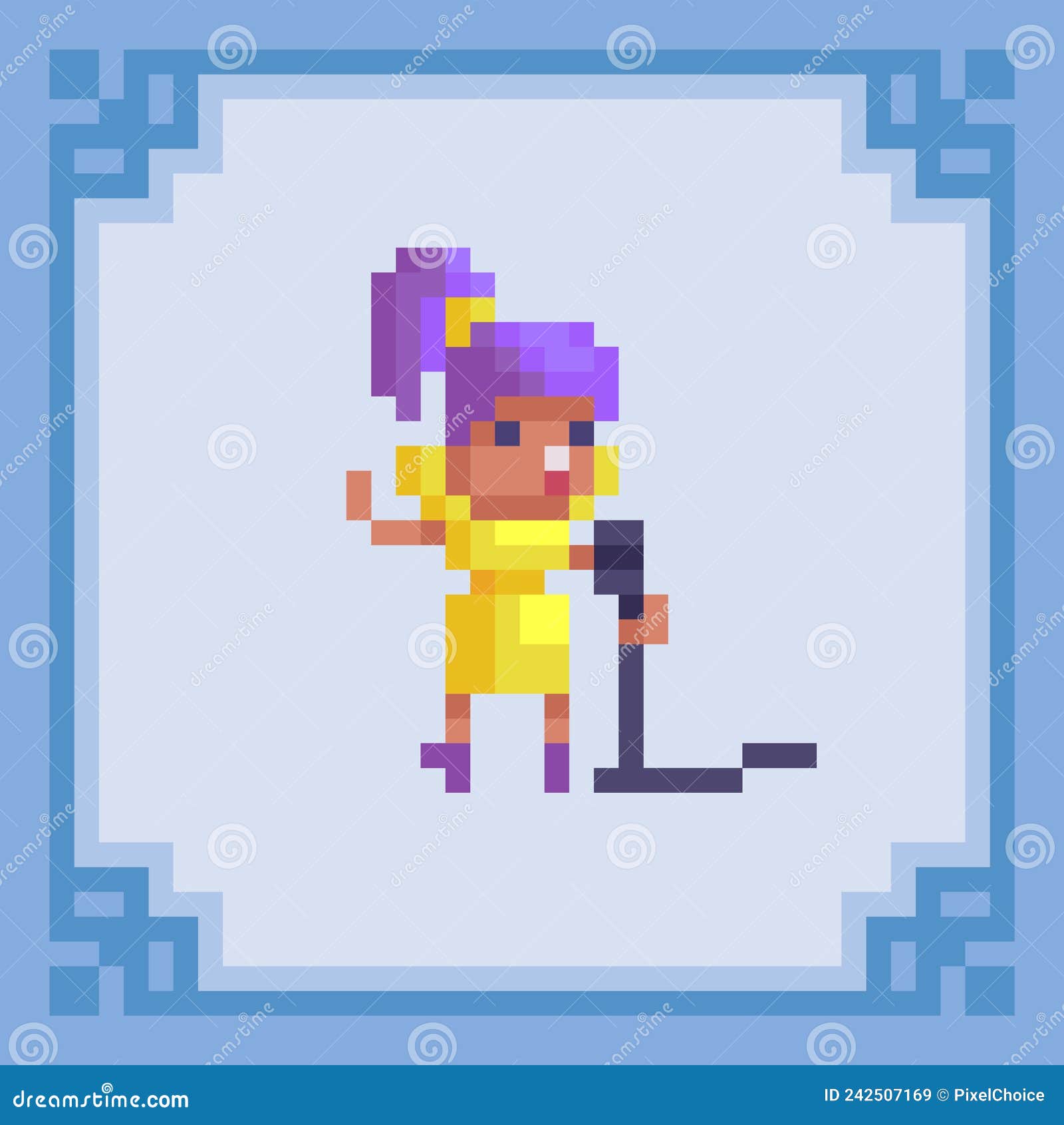 Girl Singing with Microphone. Pixel Art Character Stock Vector ...