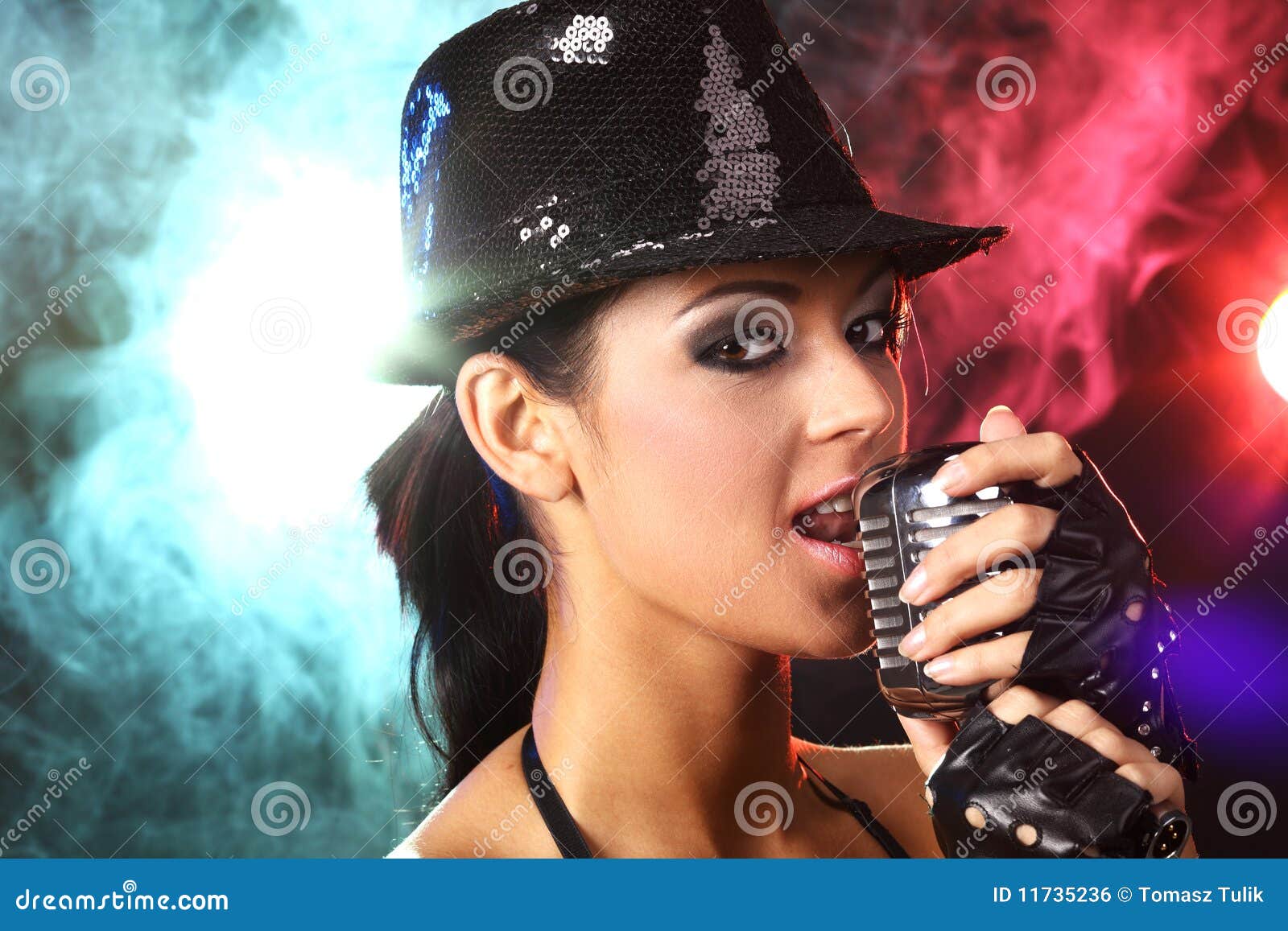 Girl Singing at the Music Party Stock Photo - Image of person ...