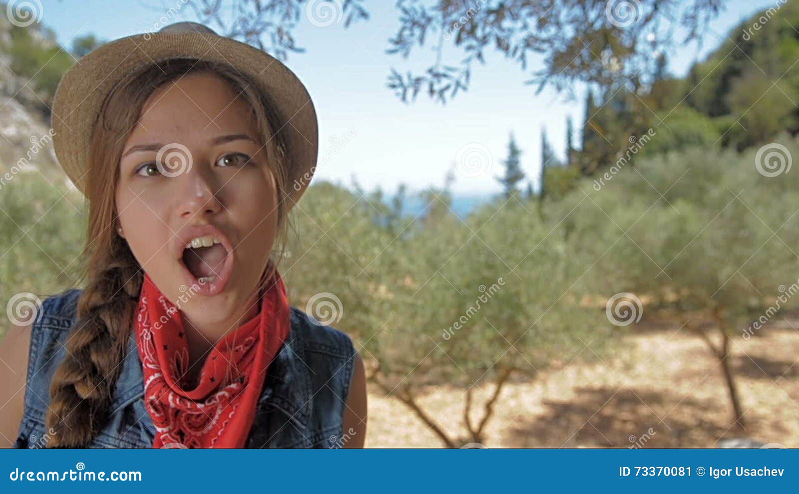 Girl singing in the park stock video. Video of happy - 73370081