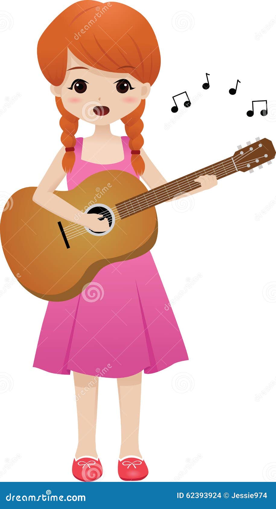 Girl Playing Guitar Cartoon