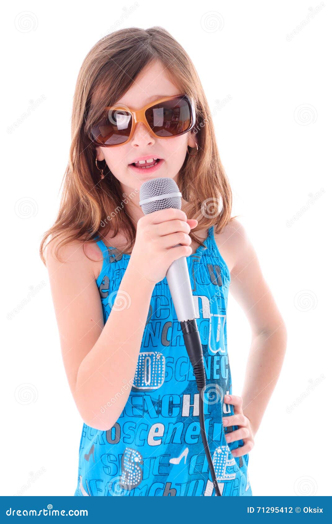 Girl is singing stock photo. Image of equipment, caucasian - 71295412