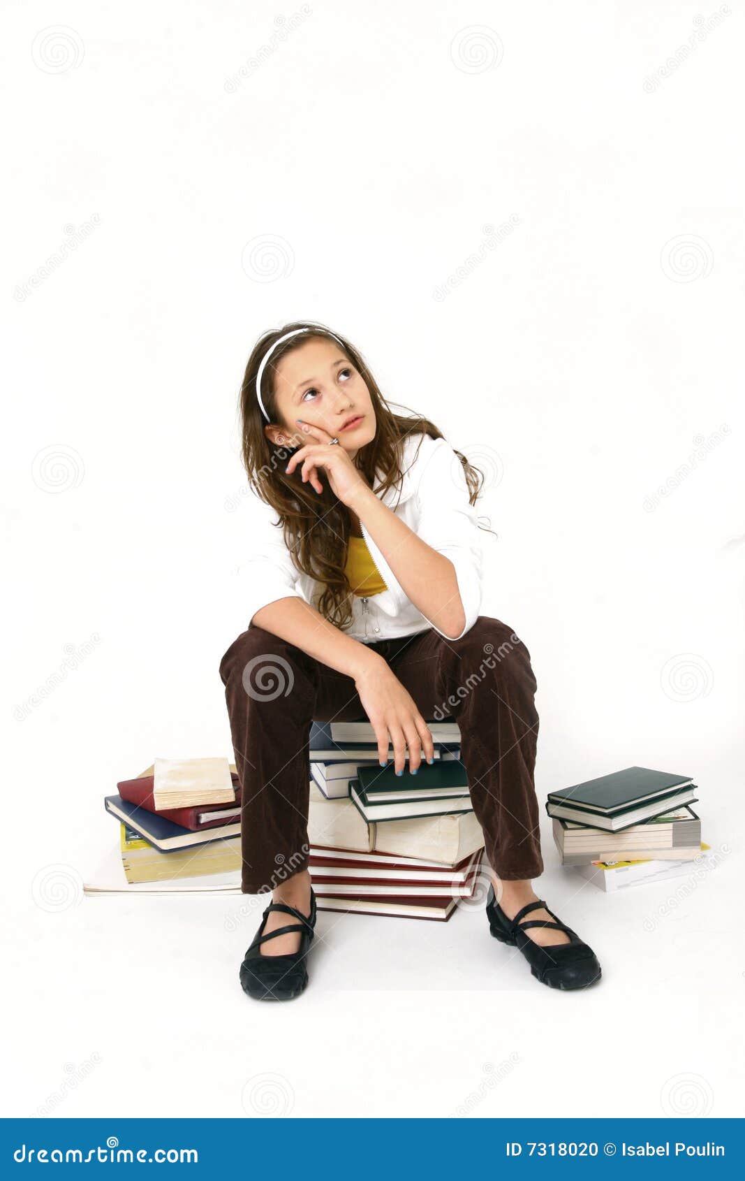 Girl sit on book stock photo. Image of female, teen, notebooks - 7318020