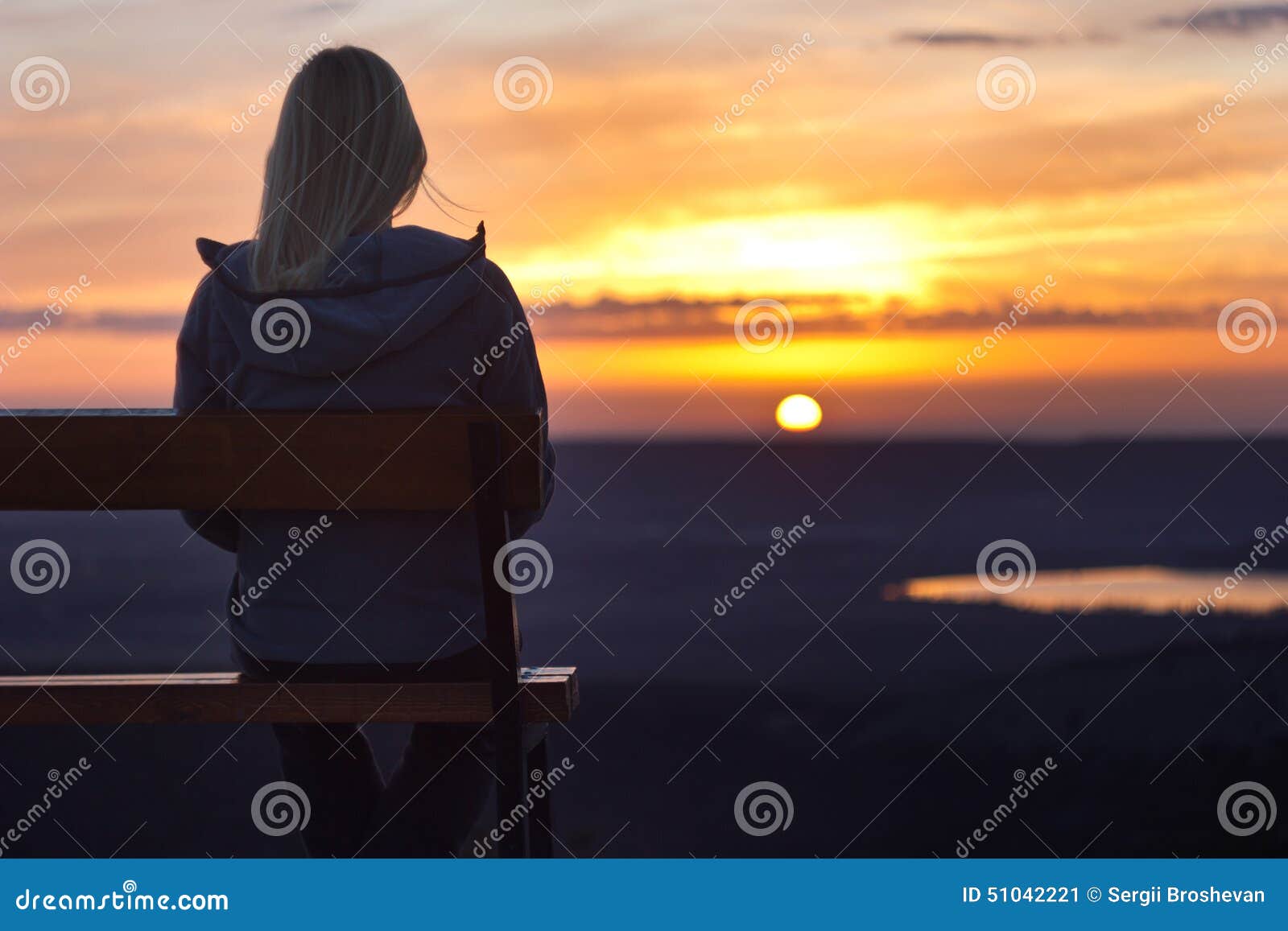 Girl Sitting on a Banch at Sunset Stock Image - Image of girlfriend ...