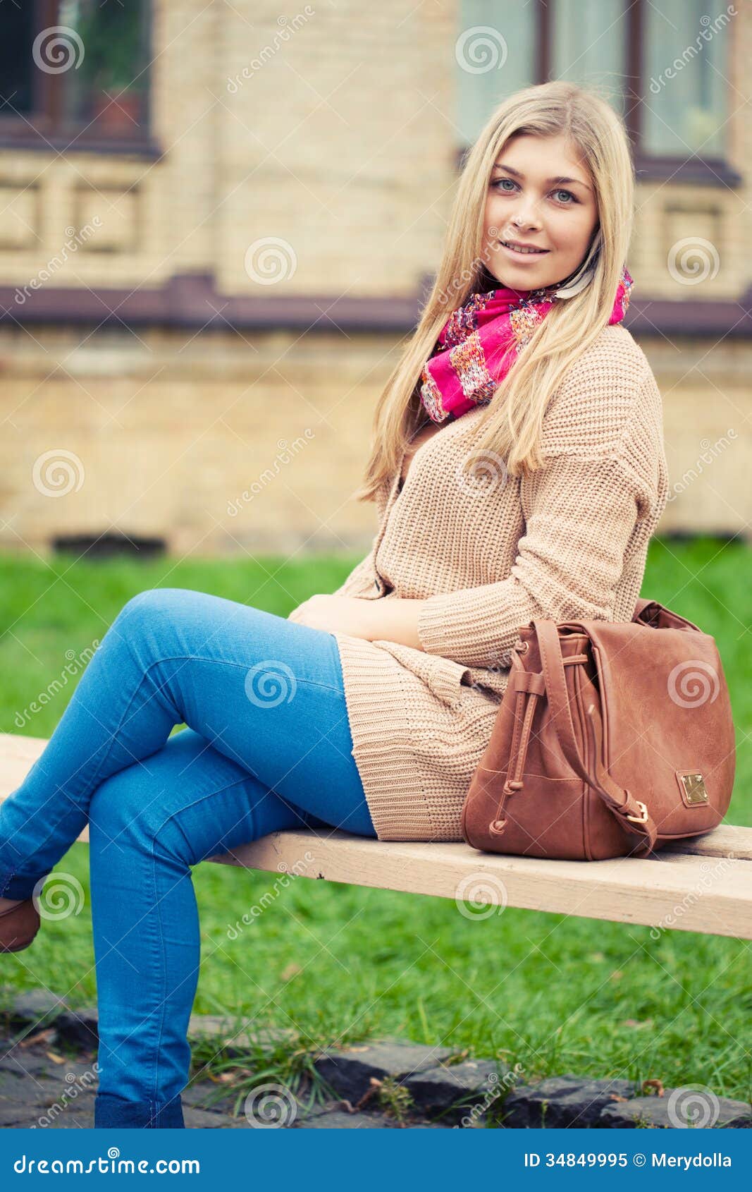 Girl sitting on bench stock image. Image of breathe, person - 34849995