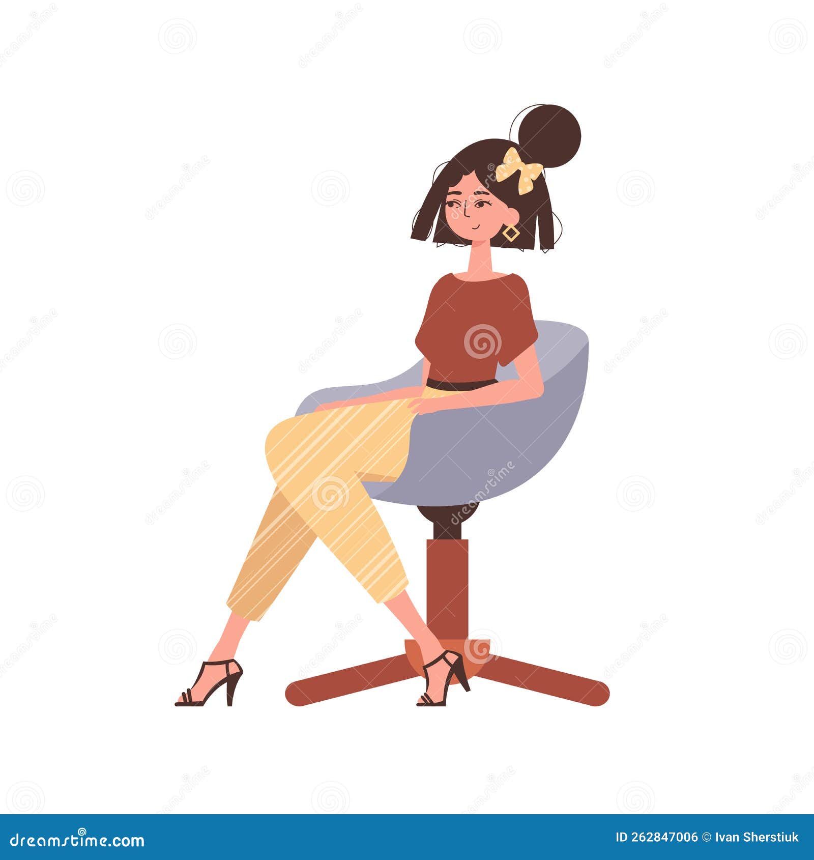 The Girl Is Sitting In A Chair Character In Trendy Style Stock Vector
