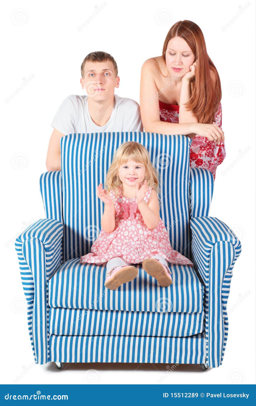 Girl is Sitting on Char. Parents Behind Her Stock Image - Image of ...