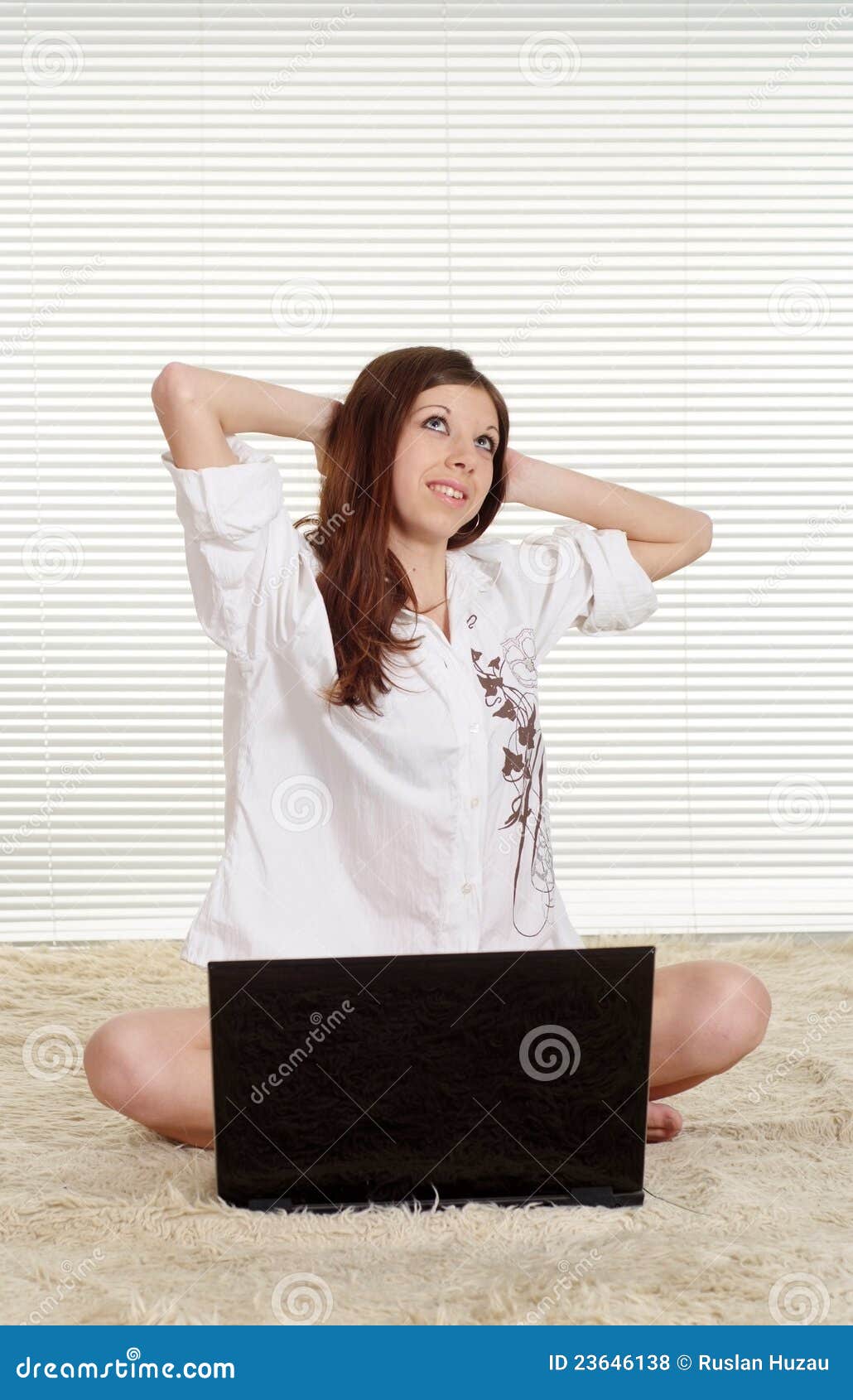 A Girl Sitting at the Computer Stock Photo - Image of girl, happy: 23646138