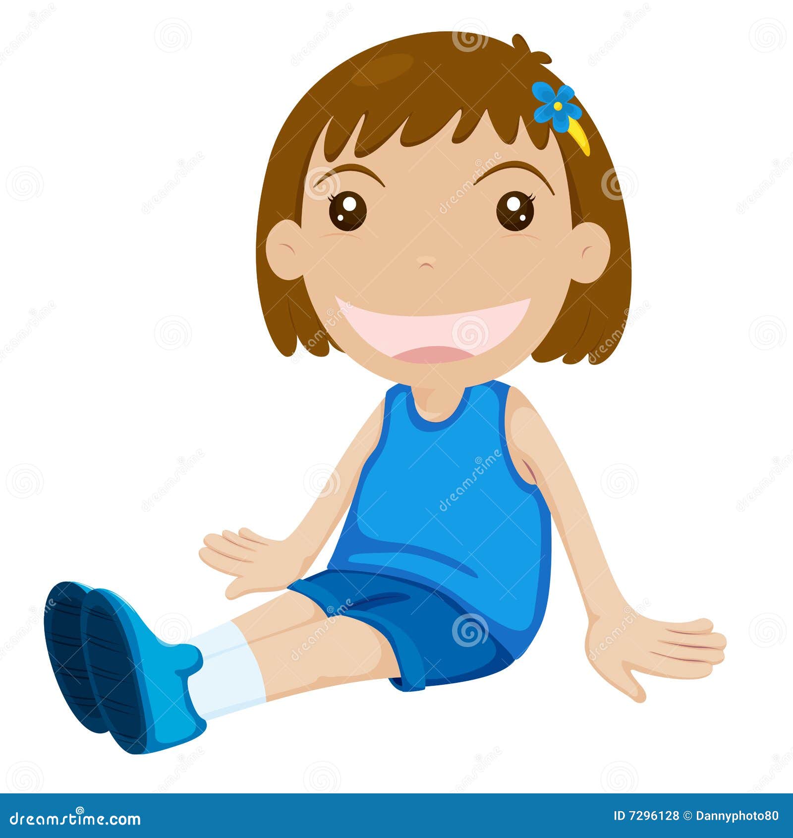 Girl sitting down stock illustration. Illustration of brown - 7296128