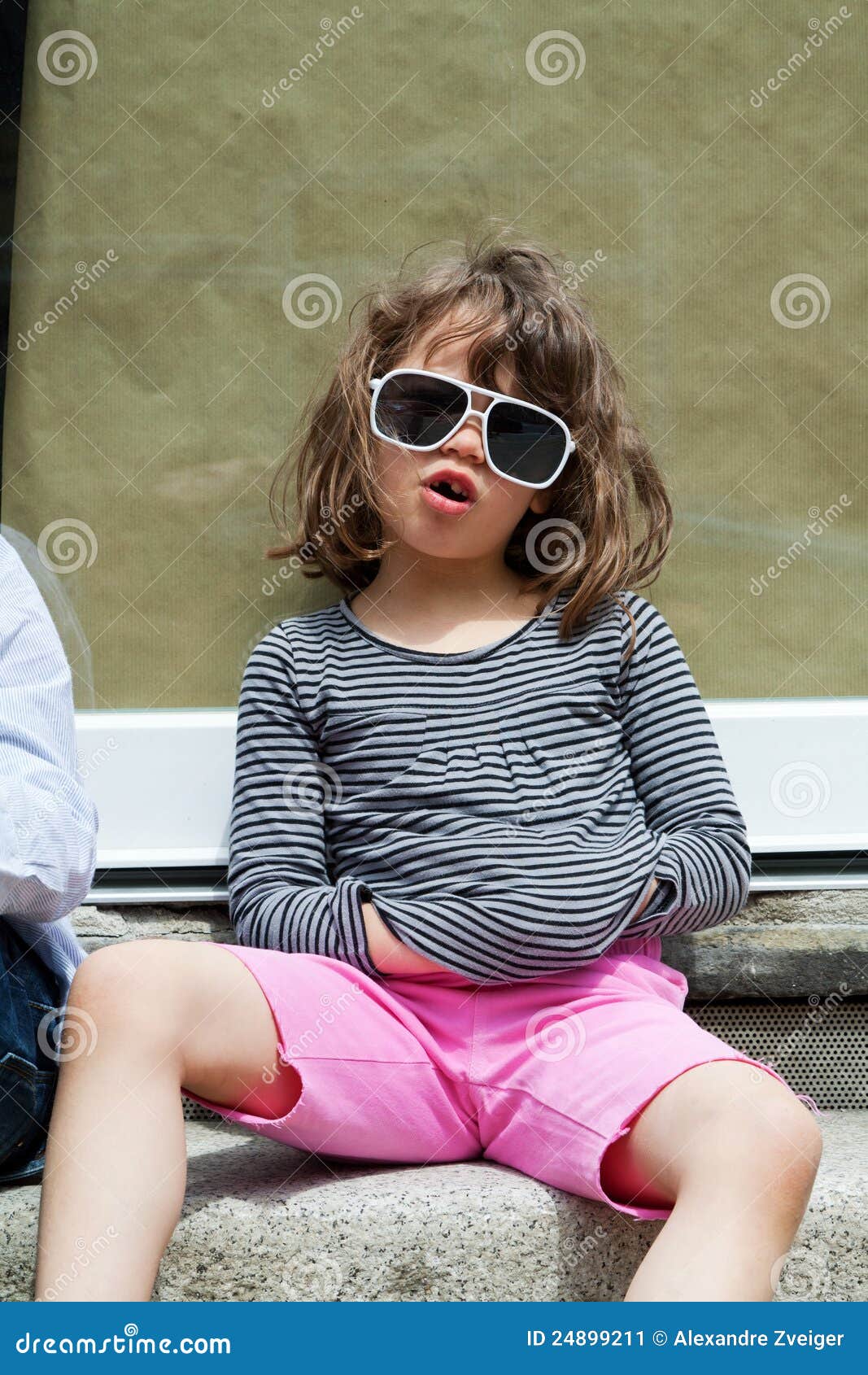 Girl Sitting in Front of the Door Stock Image - Image of front, happy ...