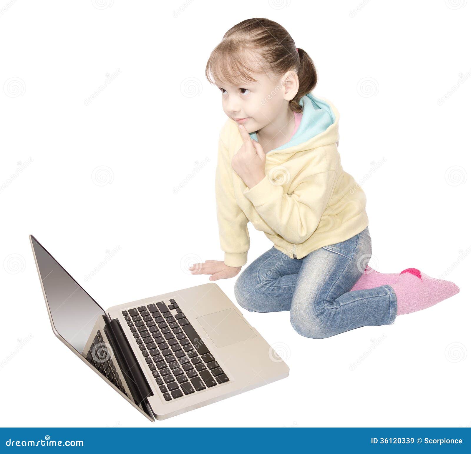 Girl Sitting in Front of Laptop Editorial Stock Image - Image of laptop ...