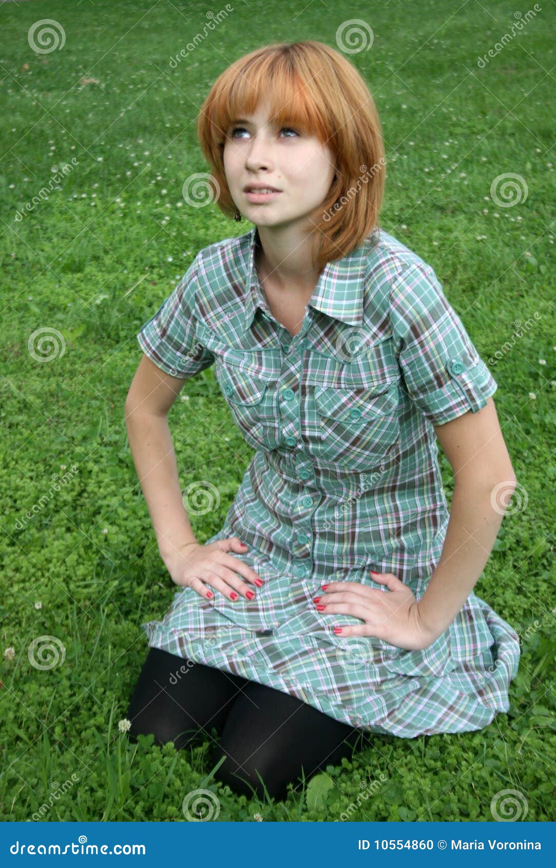 Girl sitting on grass stock photo. Image of grass, enjoy - 10554860