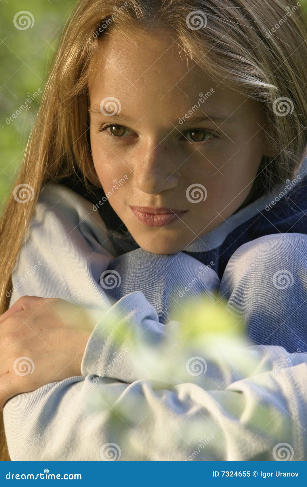 The Girl Sitting on a Grass in Park Stock Image - Image of grass ...