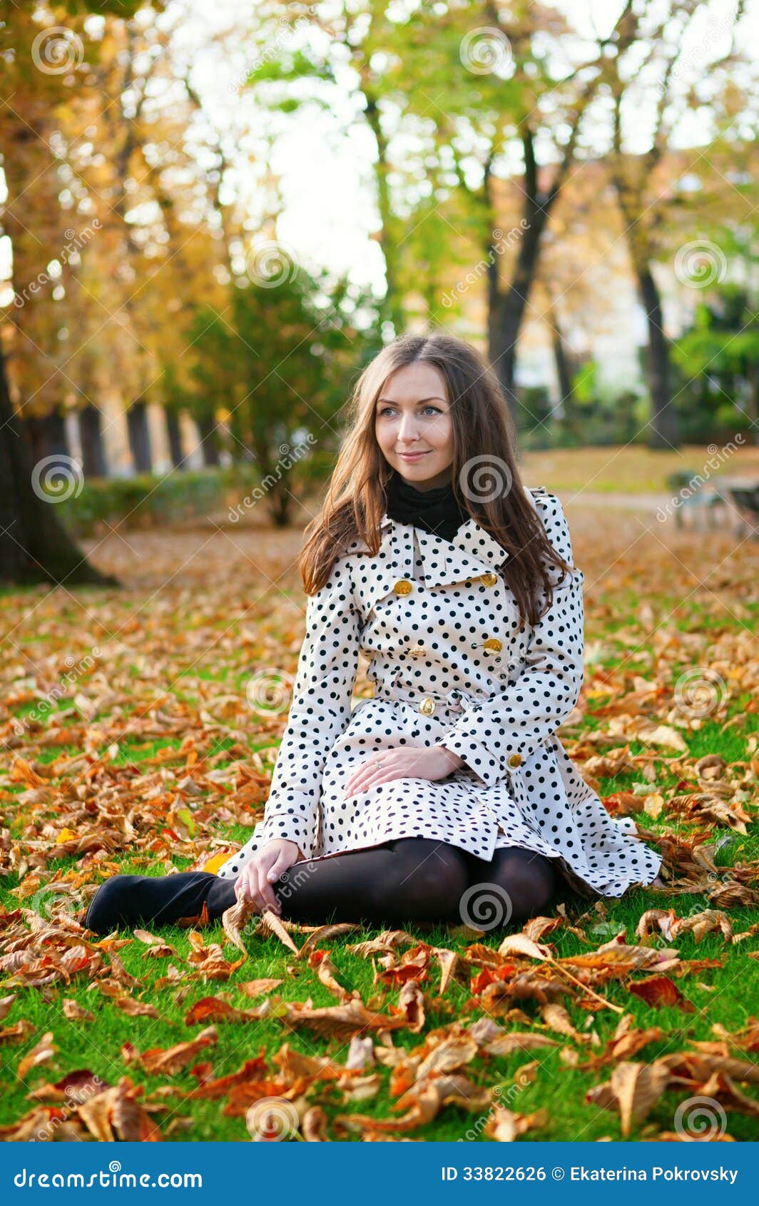Girl Sitting on the Ground on a Fall Day Stock Photo - Image of adult ...