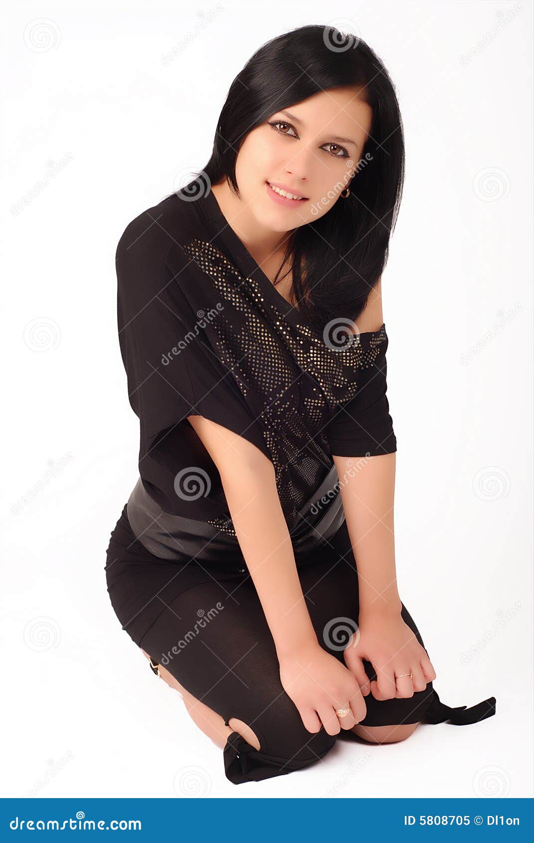 Girl Sitting On Her Knees Stock Image Image Of Graceful 5808705