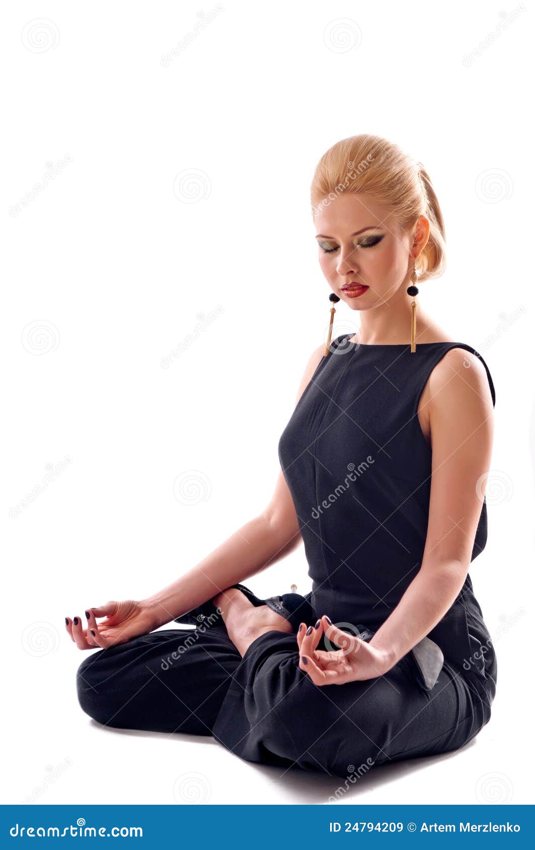 Girl Sitting in the Lotus Position Stock Image - Image of happiness ... Girl Sitting in the Lotus Position Stock Image - Image of happiness ...