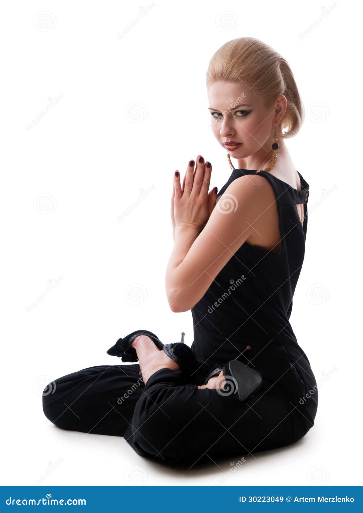 Girl Sitting In The Lotus Position Royalty Free Stock Images - Image ...