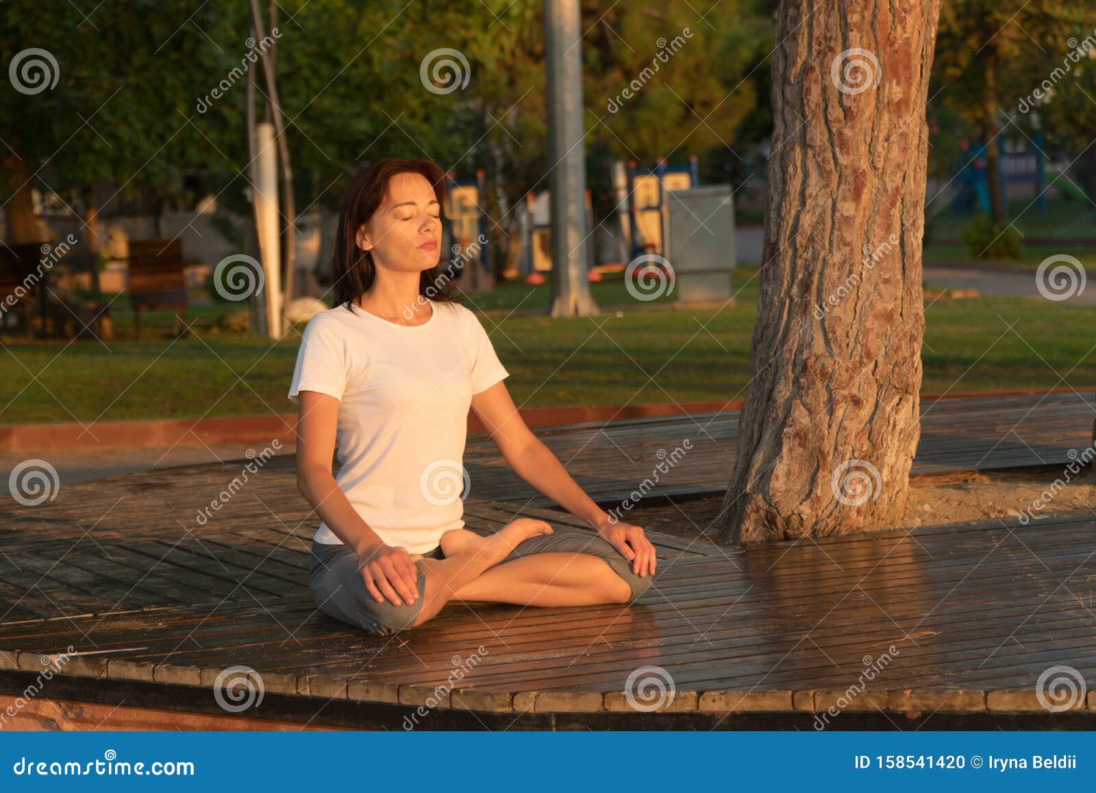Girl Sitting in Lotus Position. Stock Photo - Image of exercising ... Girl Sitting in Lotus Position. Stock Photo - Image of exercising ...