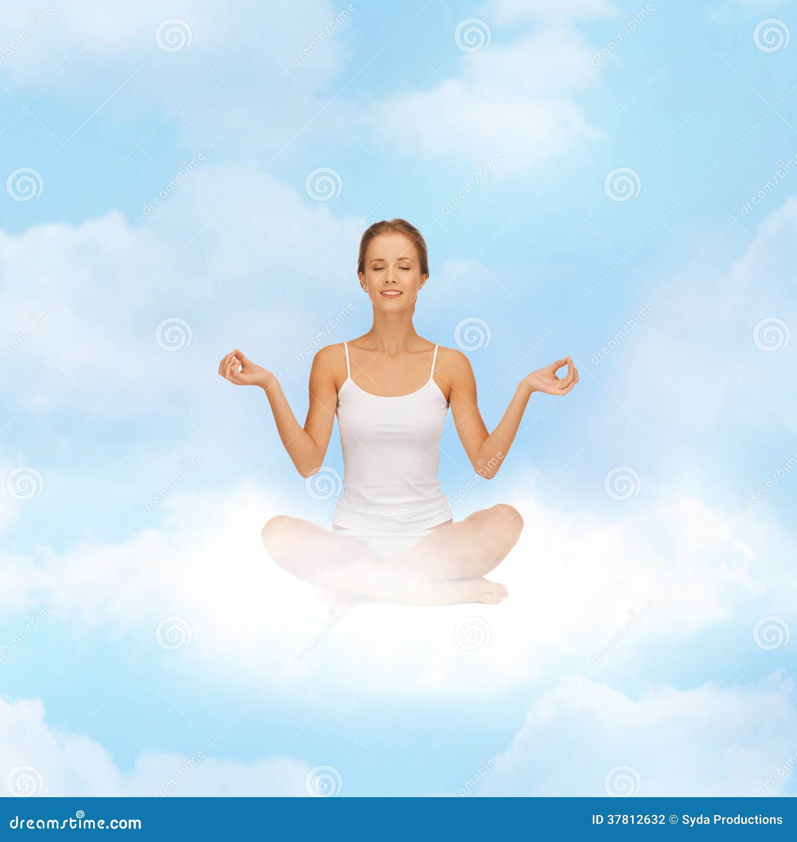 Girl Sitting In Lotus Position And Meditating Stock Photography - Image ...