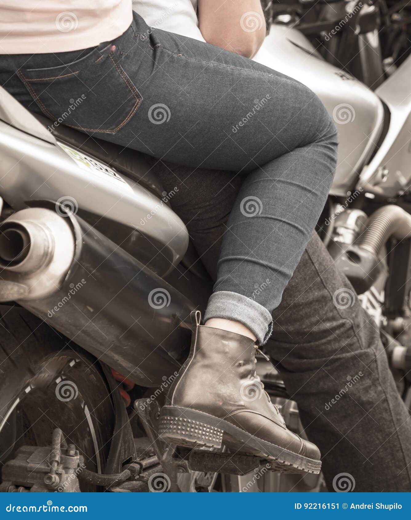 The Girl is Sitting on a Motorcycle Stock Image - Image of road ...