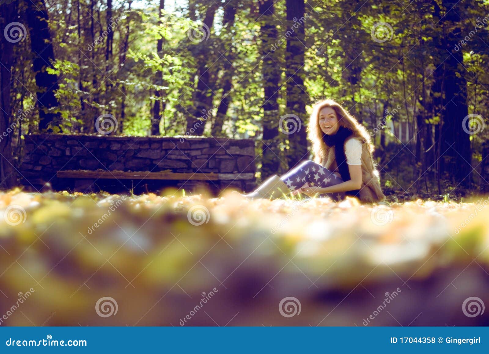 Girl sitting in the nature stock photo. Image of bright - 17044358