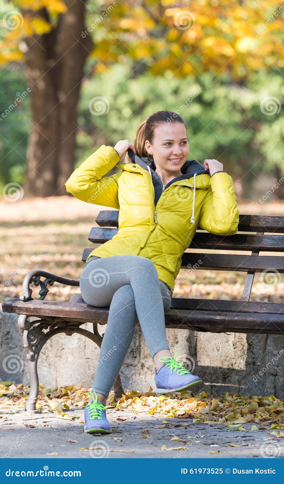 Girl Sitting on a Park Bench Stock Image - Image of resting, break ...