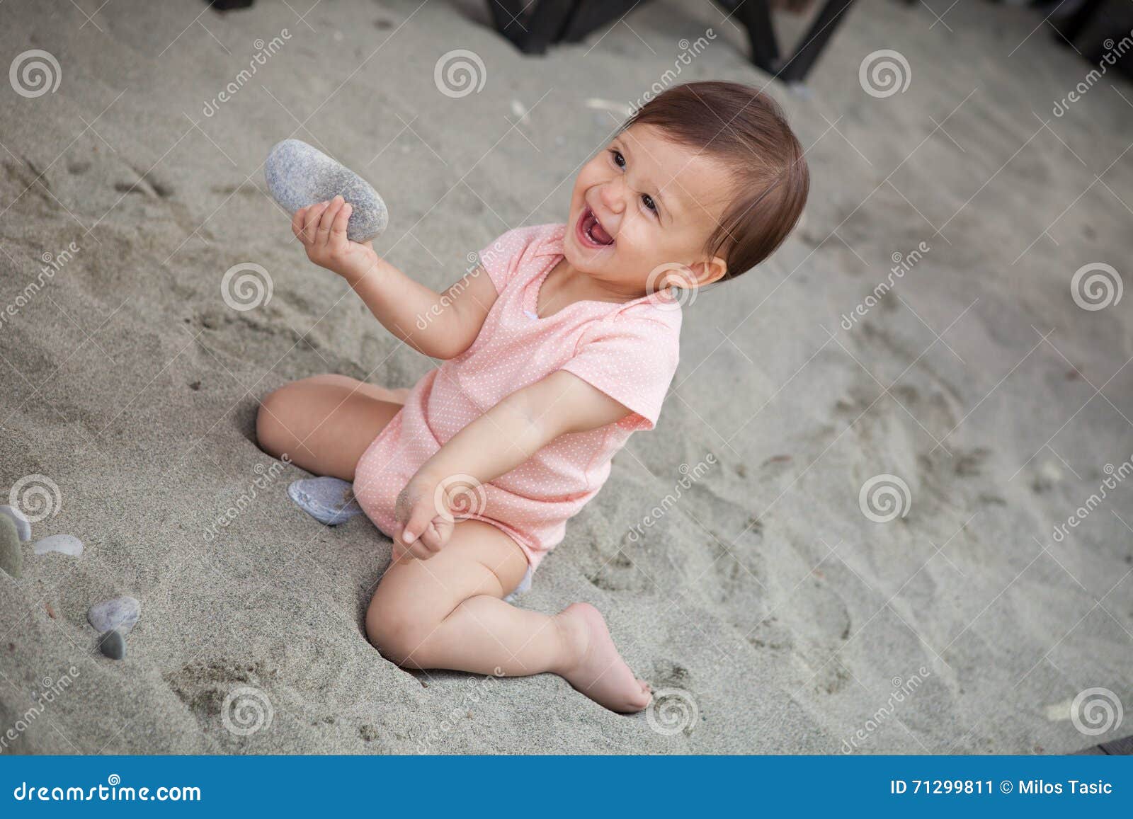 Girl Sitting in the Sand Playing Stock Image - Image of baby, healthy ...