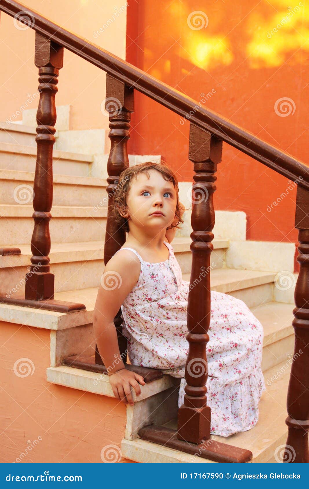 Girl sitting on the stairs stock photo. Image of pretty - 17167590