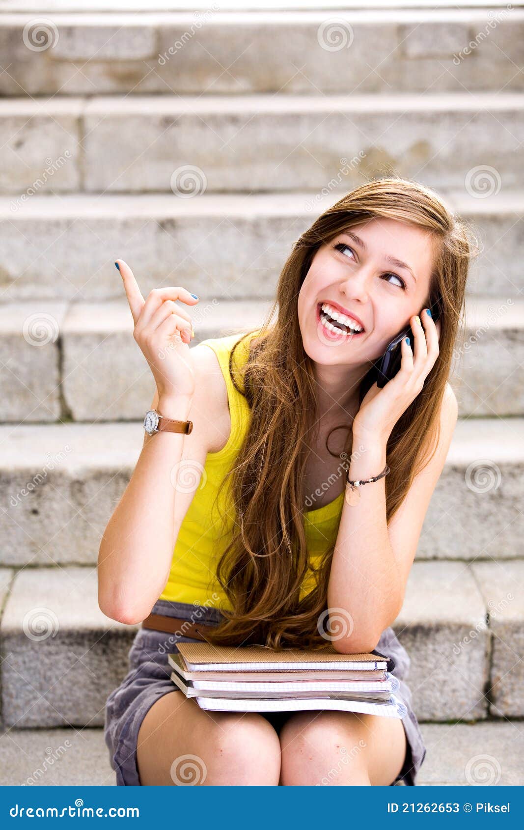 Girl sitting on stairs stock image. Image of attractive - 21262653