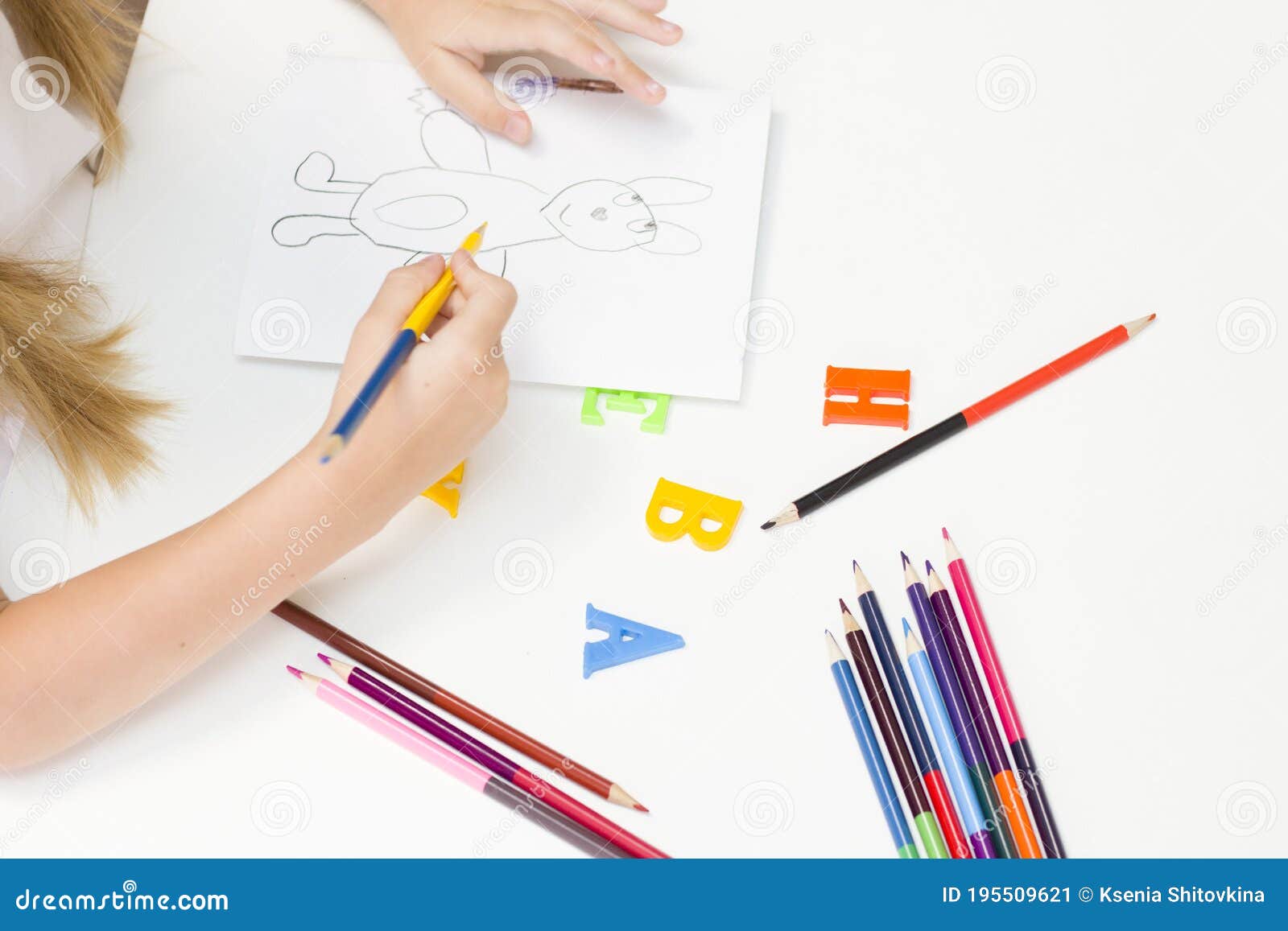 On the Table are Pencils and Letters Stock Image - Image of pencils ...