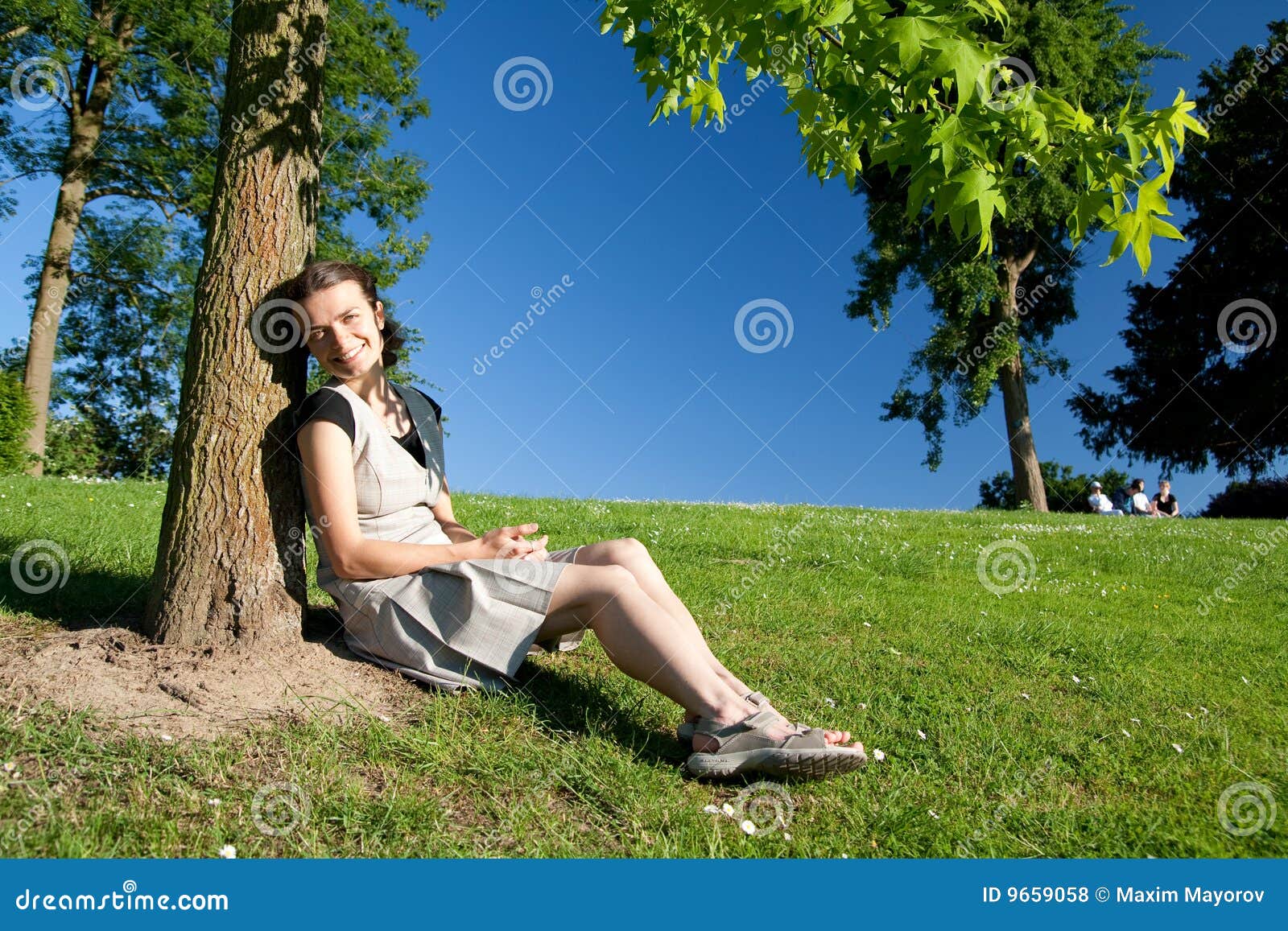 Girl Sitting Under the Tree Stock Photo - Image of girl, enjoy: 9659058