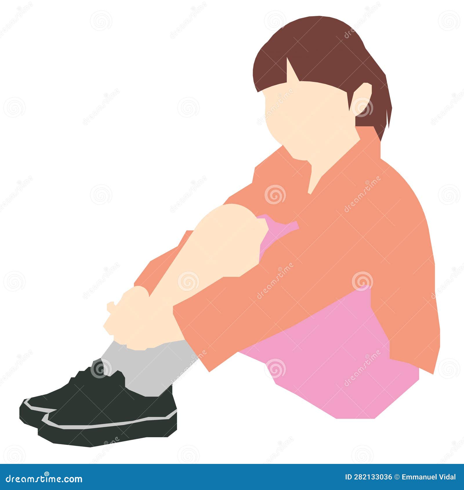 Girl Sitting 2 Vector Illustration Stock Illustration - Illustration of ...