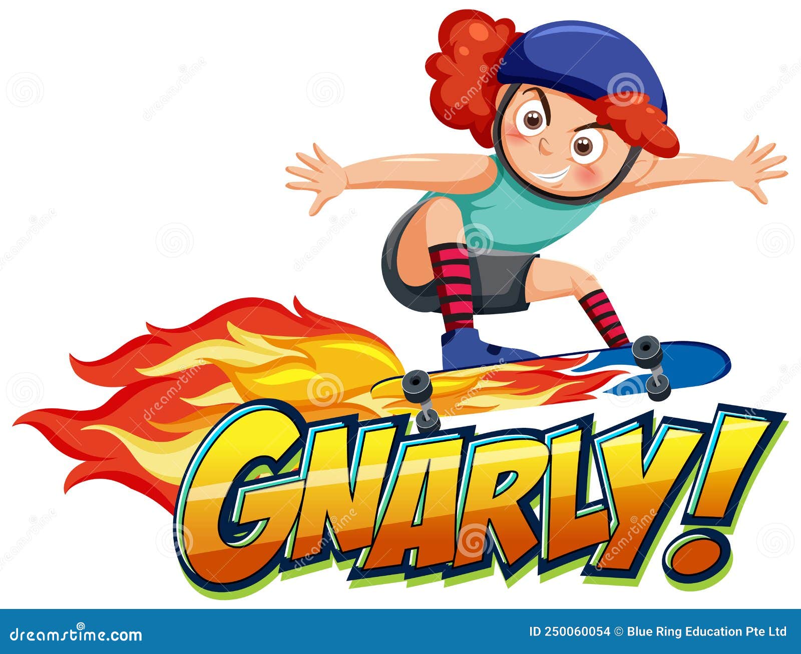 A Girl on Skateboard with Gnarly Word Text Stock Vector - Illustration ...