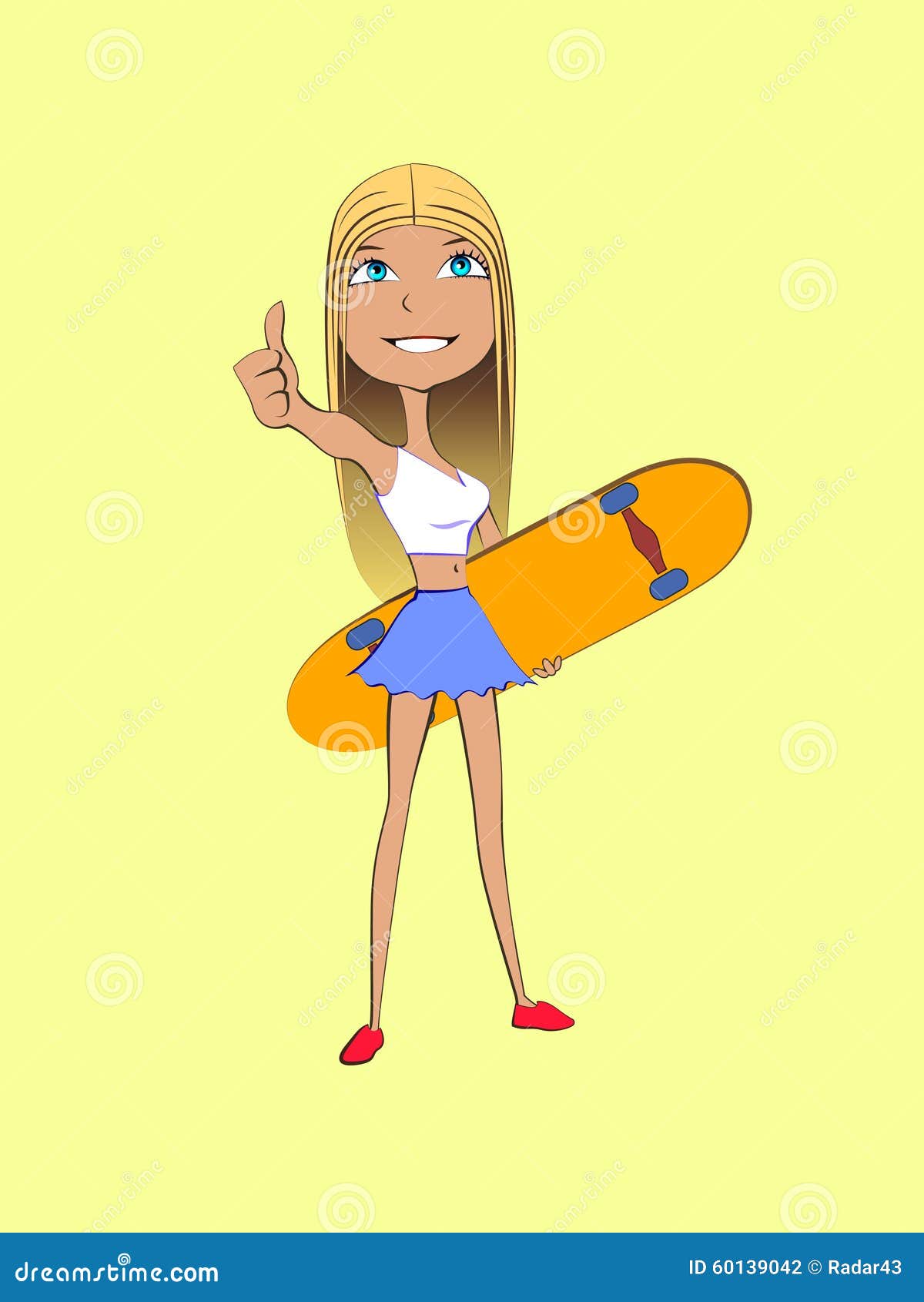 Girl with skateboard stock vector. Illustration of child - 60139042