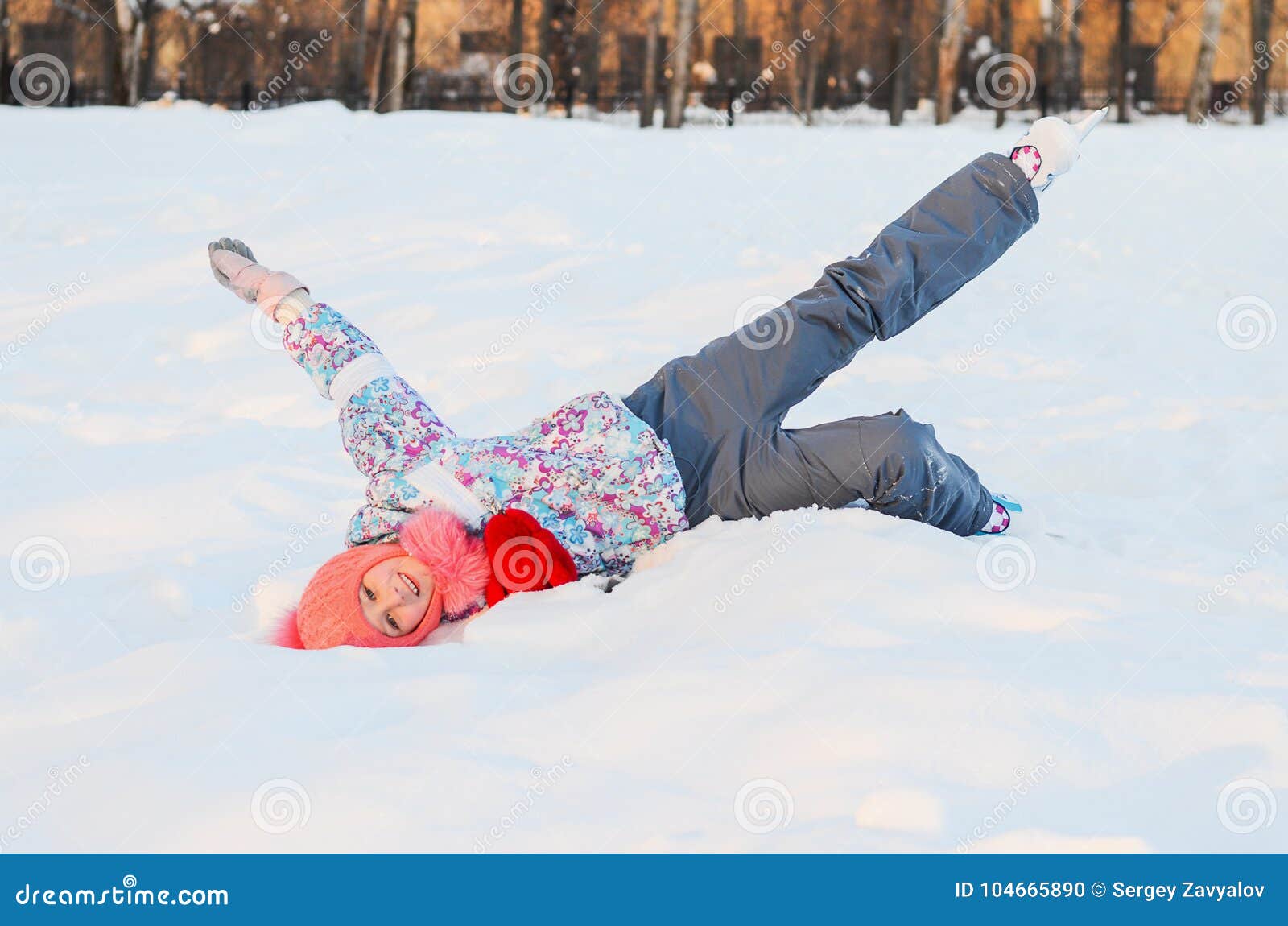 Girl skater is in the snow stock photo. Image of childhood - 104665890
