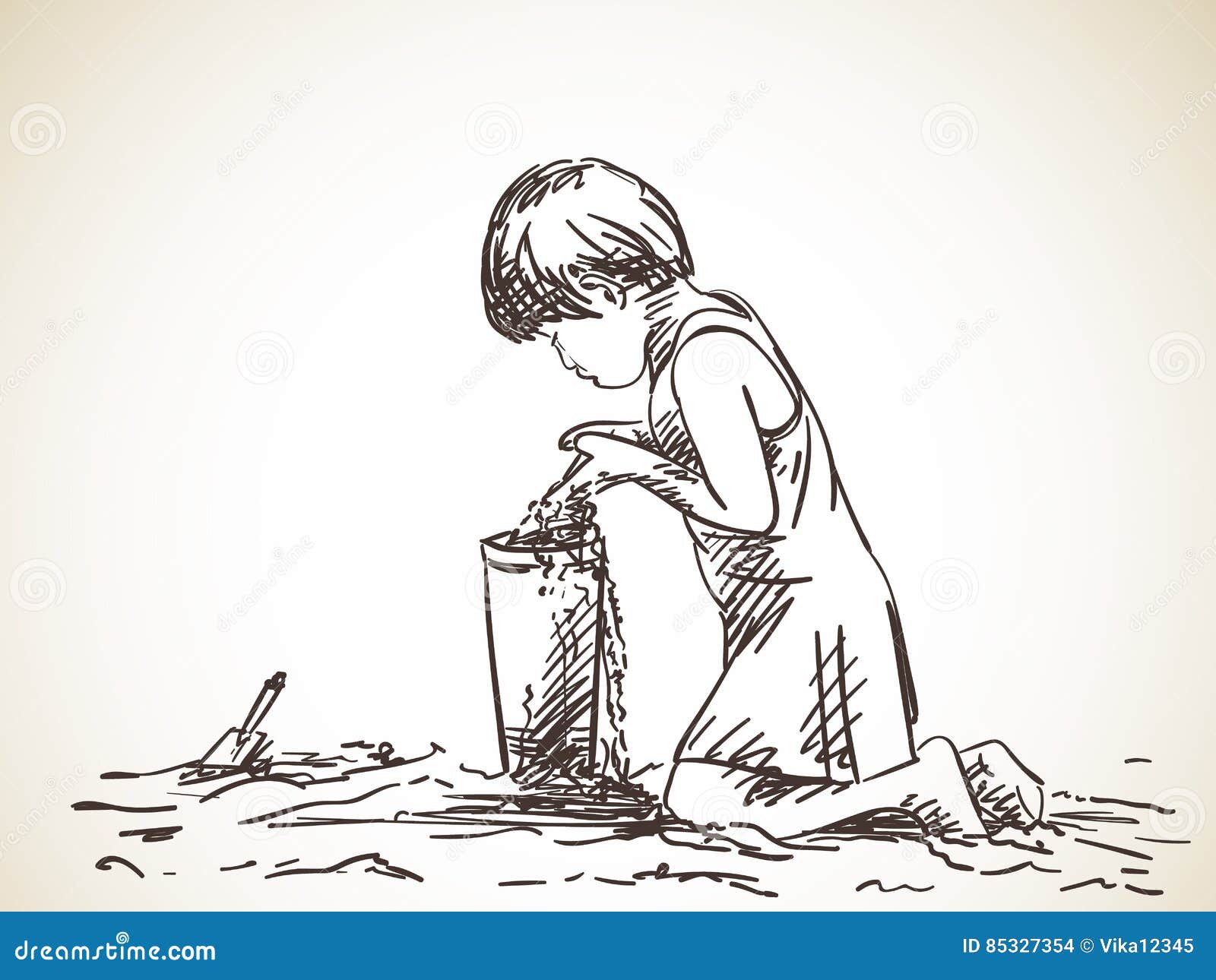 Girl stock vector. Illustration of sand, white, happy - 85327354