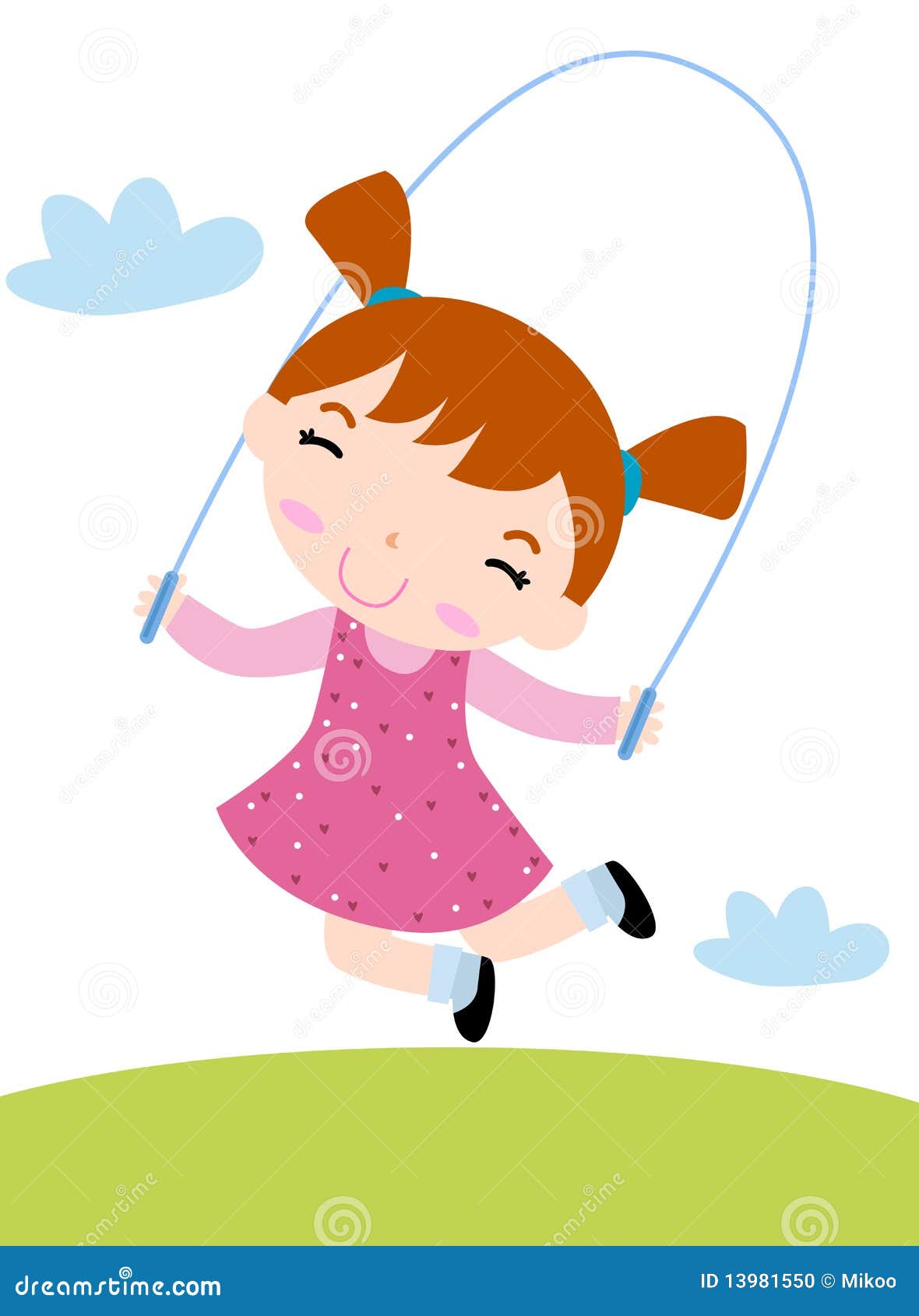 Girl skipping stock vector. Illustration of jump, happy - 13981550