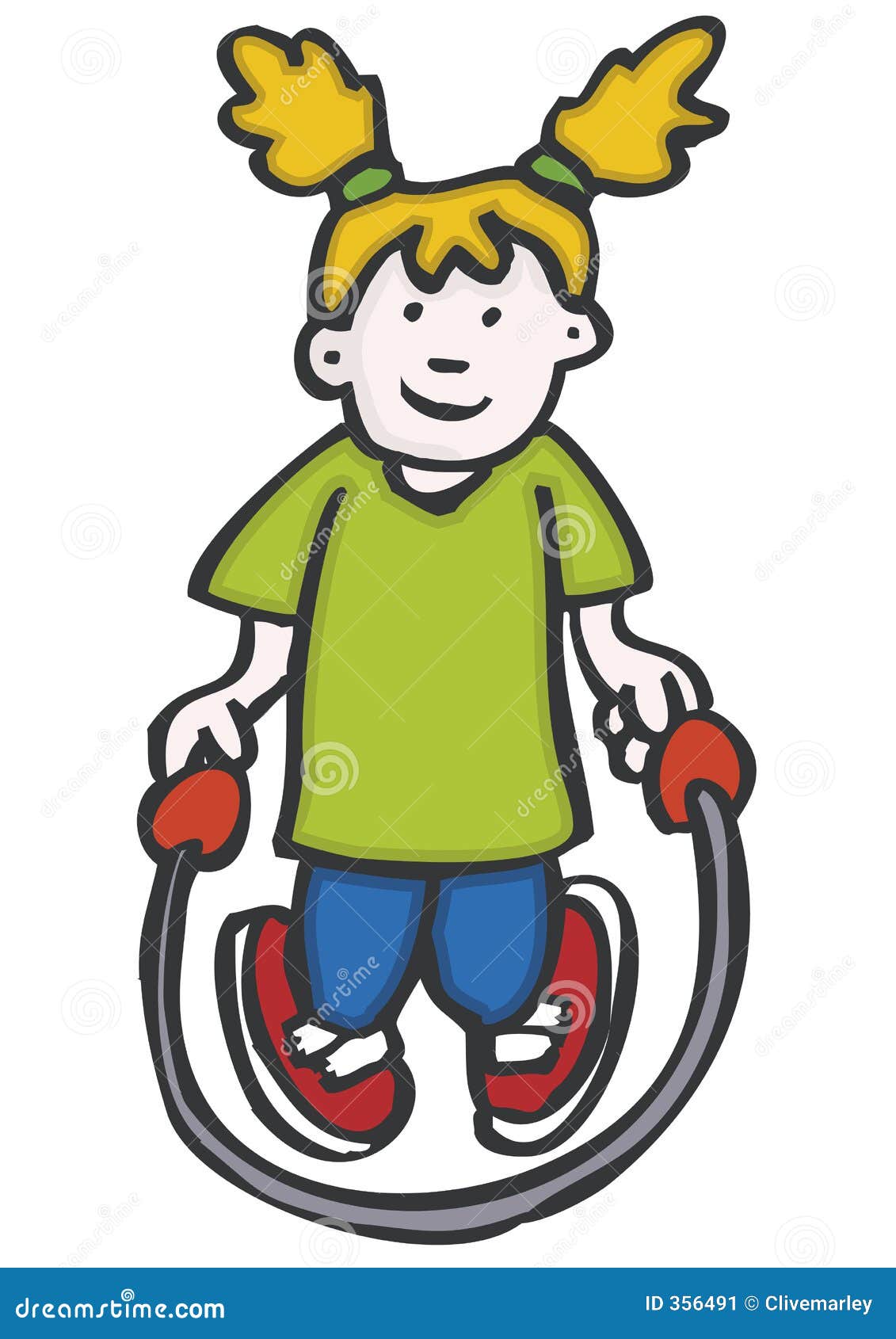 Girl With A Skipping Rope Coloring Page Stock Image | CartoonDealer.com ...