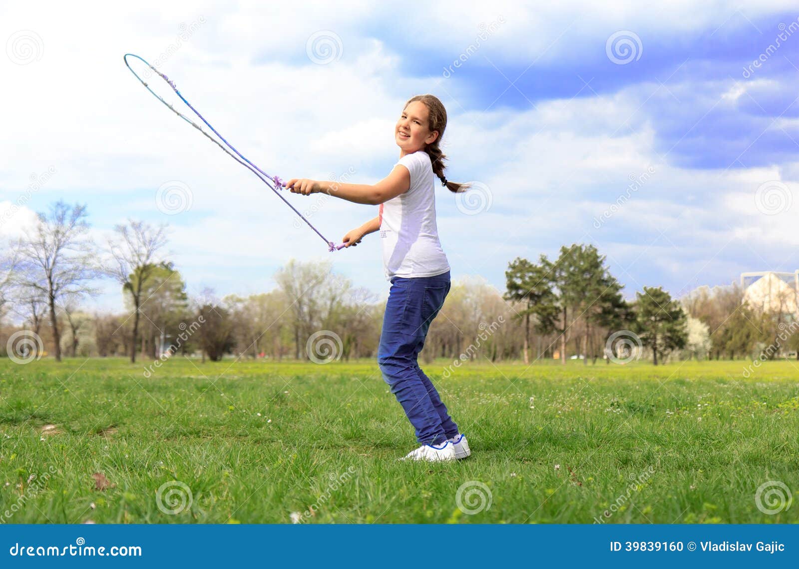 Girl with skipping rope stock photo. Image of face, outdoors - 39839160