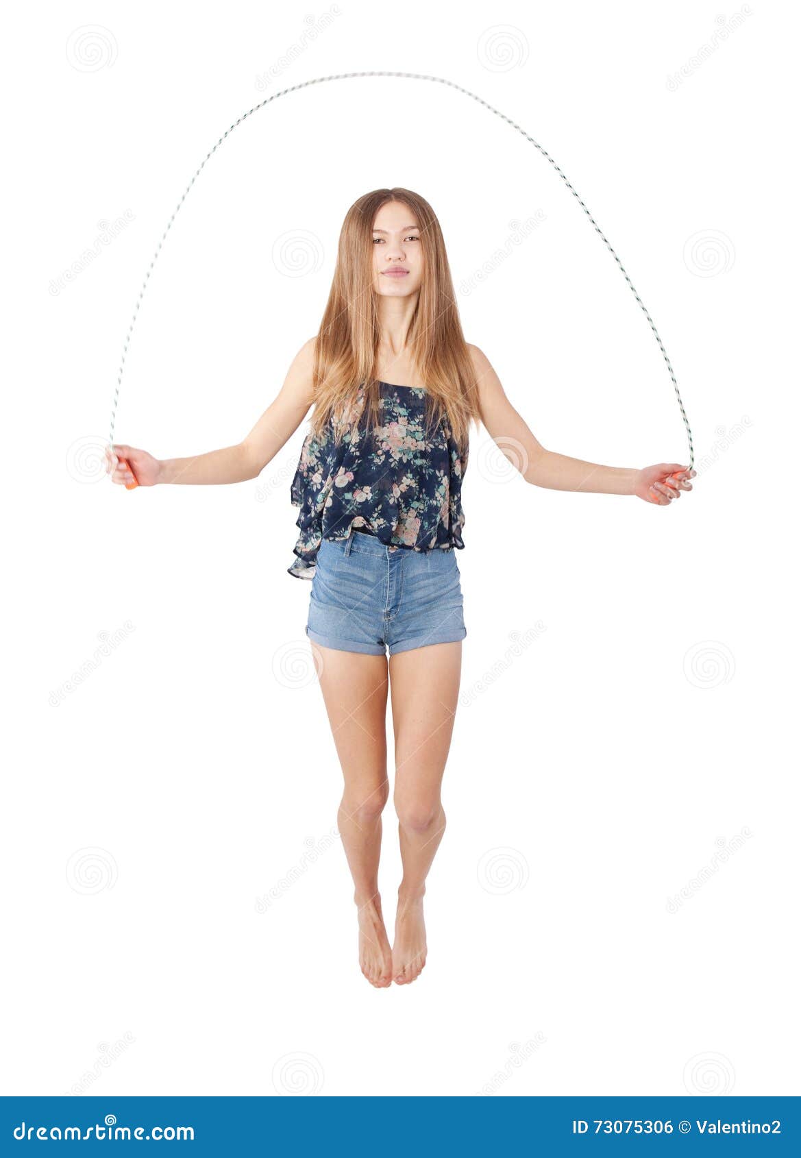 Girl with skipping rope stock photo. Image of rope, teenager - 73075306