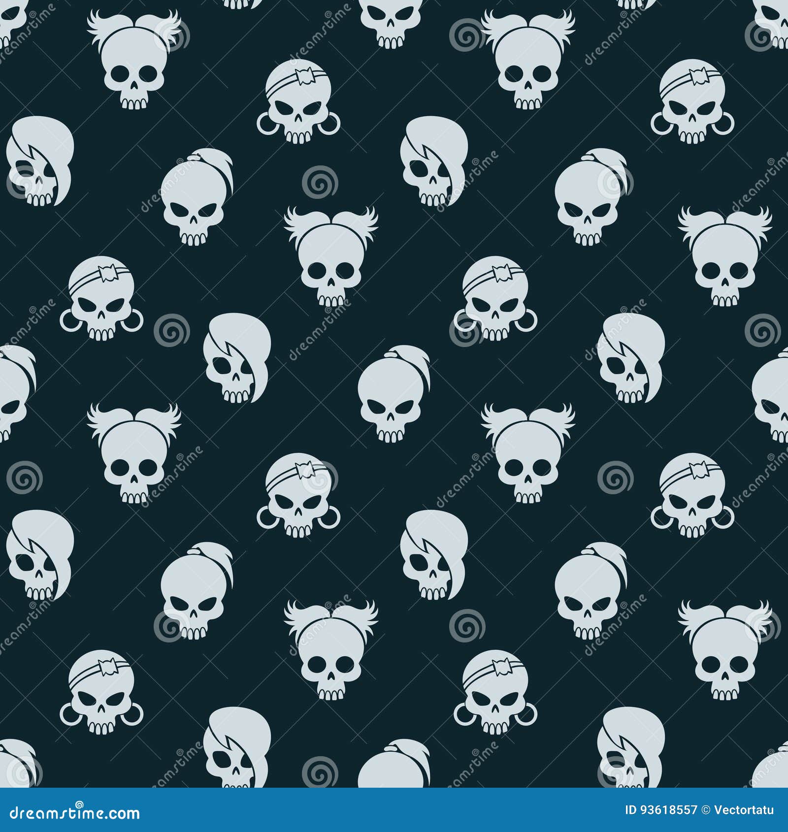 Girl Skull Seamless Pattern Stock Vector - Illustration of carnival ...