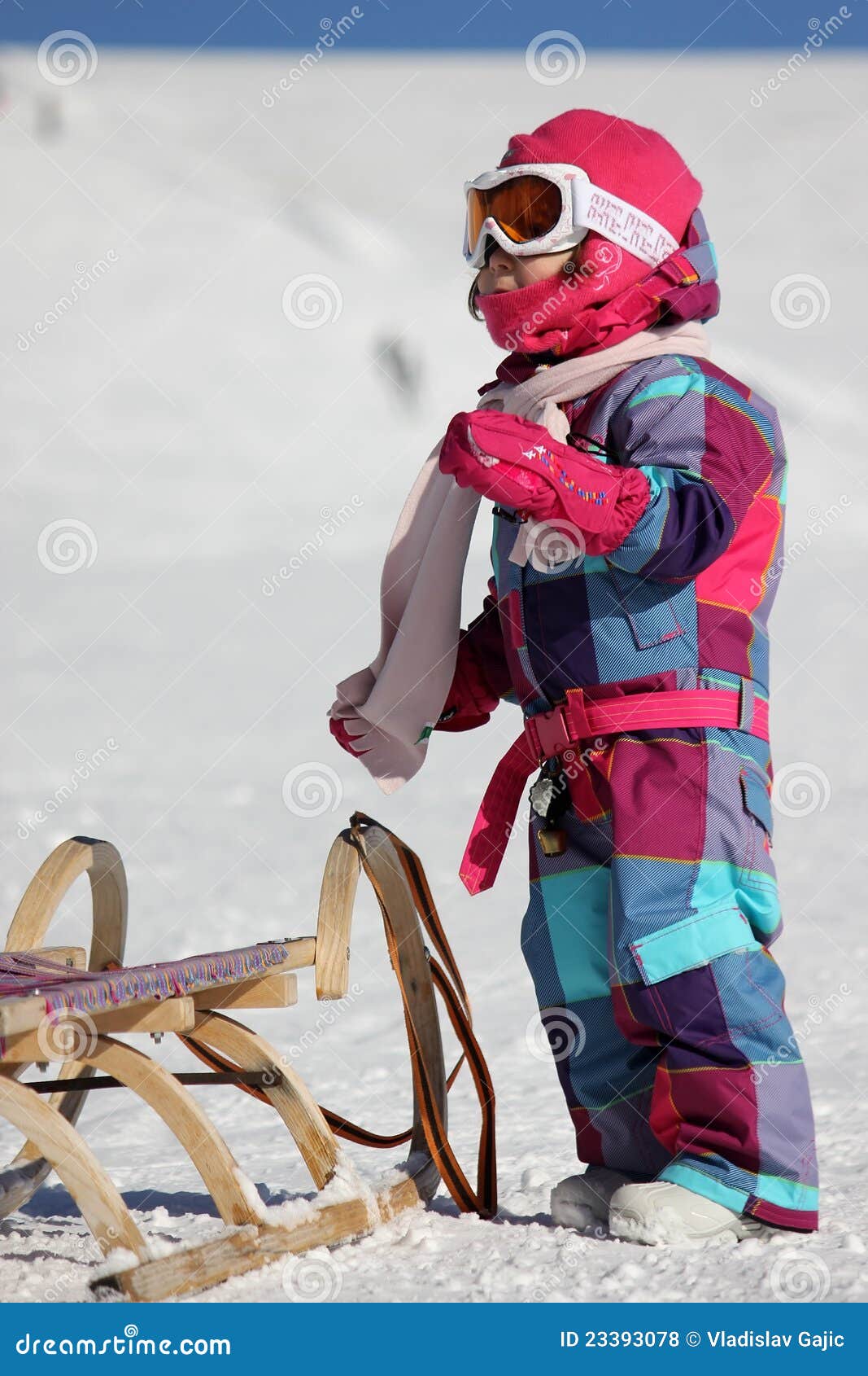 Girl with sled stock photo. Image of leisure, outdoors - 23393078