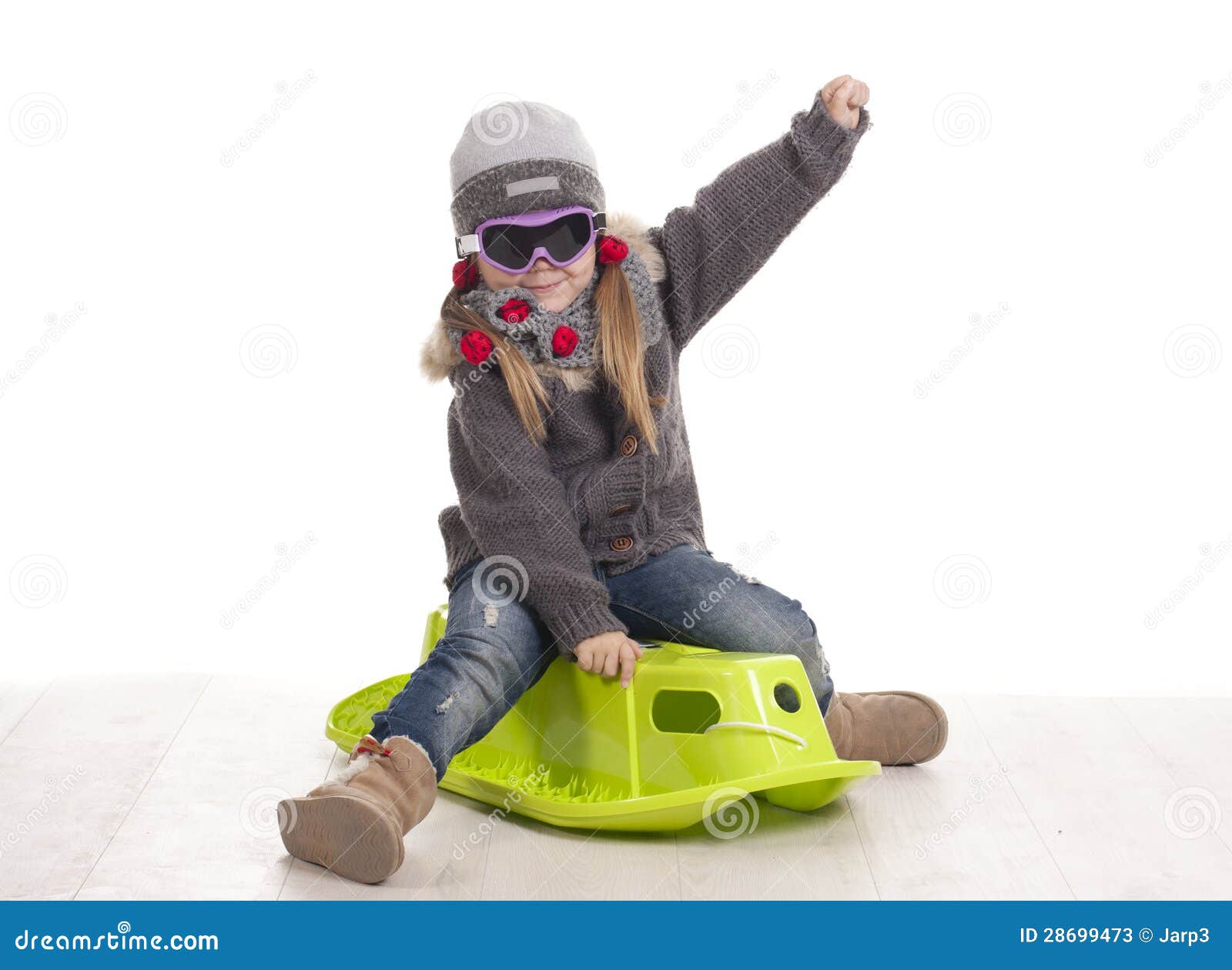 Girl sled stock image. Image of cold, seasonal, enjoying - 28699473