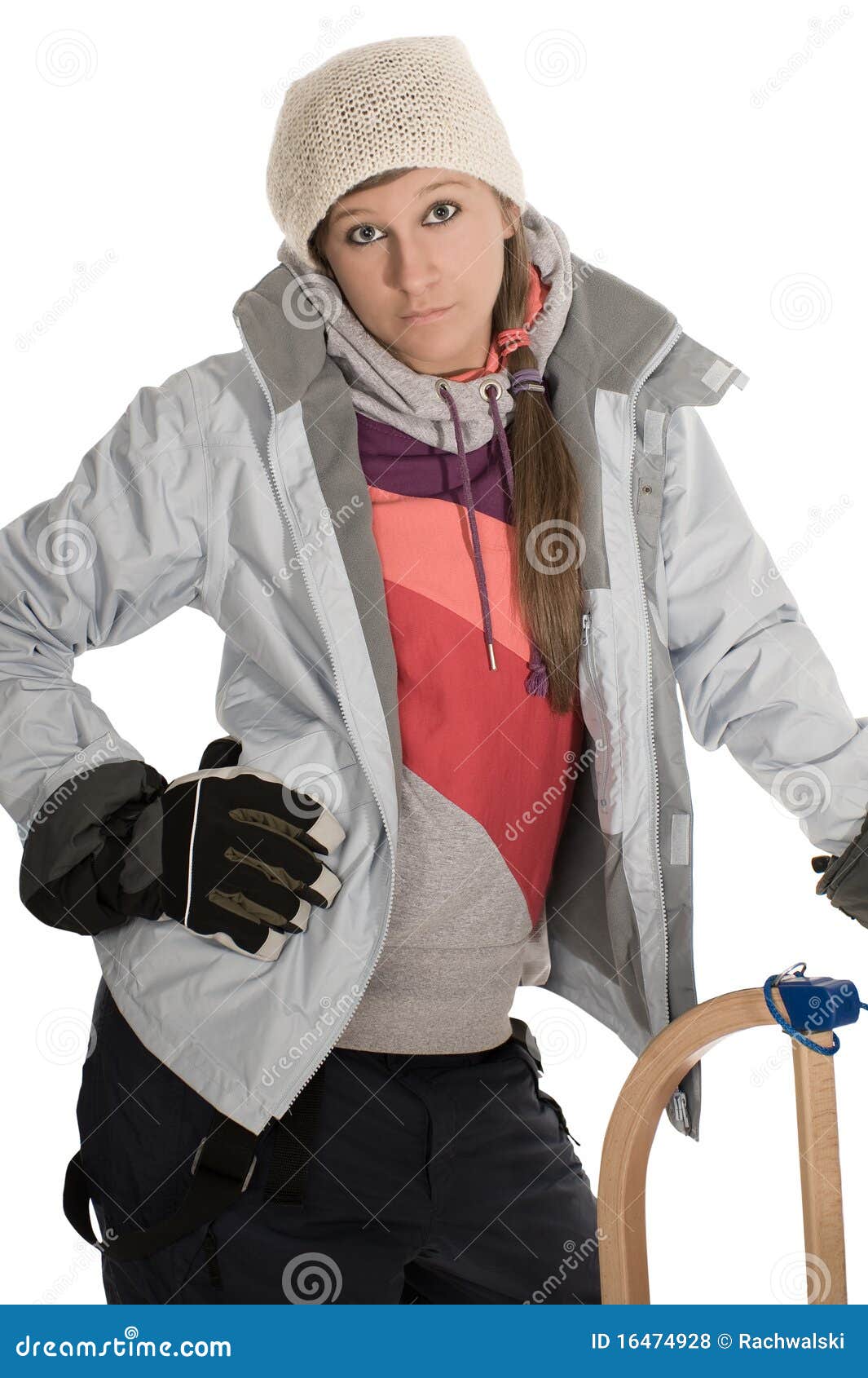 Girl on sledge stock photo. Image of happy, outside, sleigh - 16474928