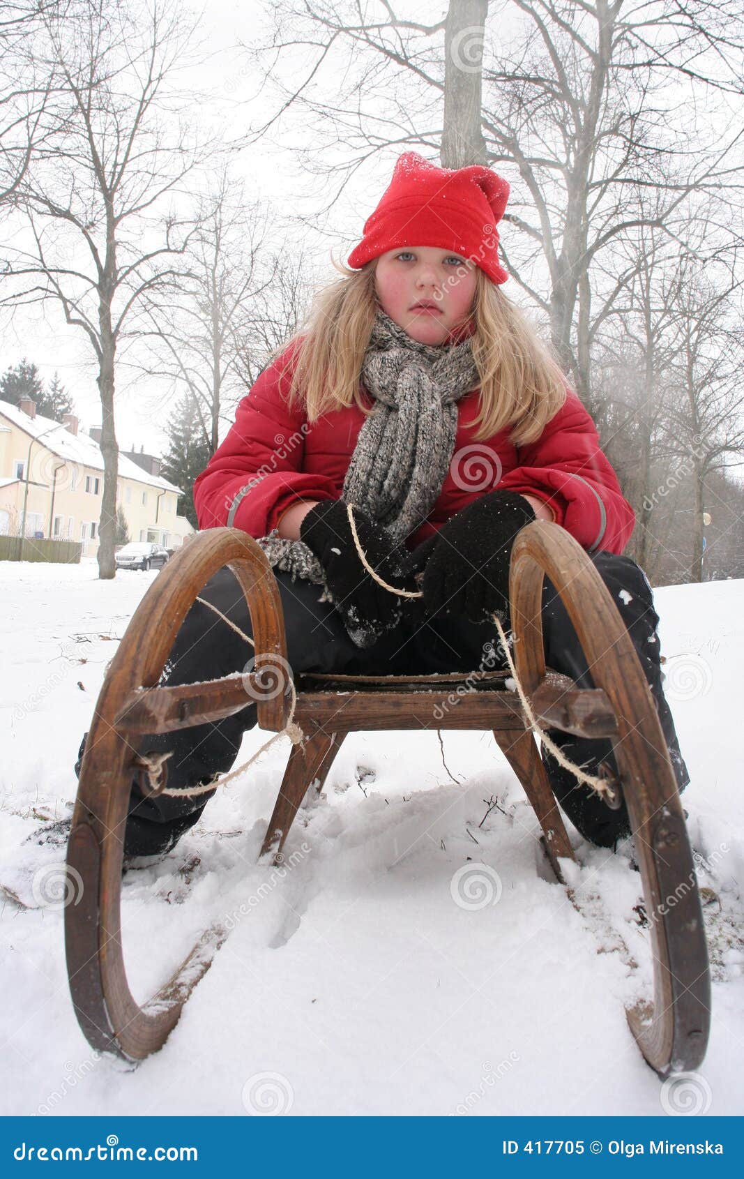 Girl with sledge stock image. Image of sport, cool, braun - 417705