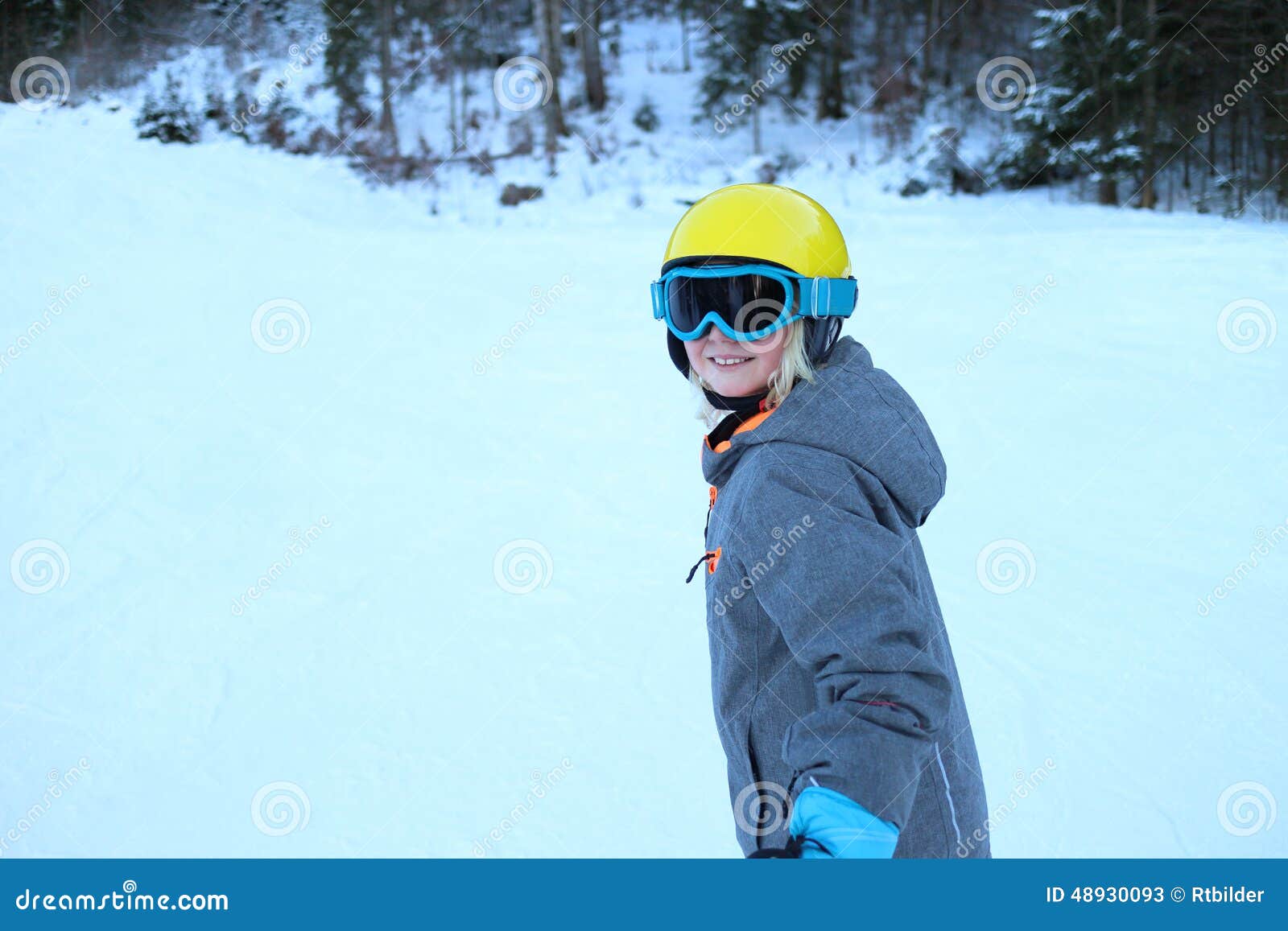 Girl with sledge stock image. Image of season, frost - 48930093