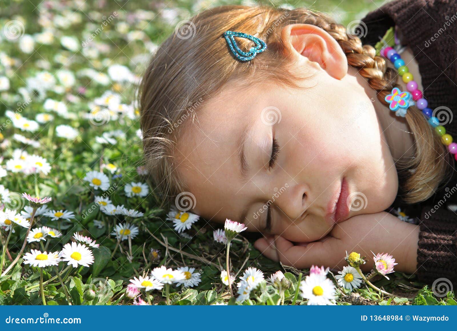 Girl Sleeping Amongst Daisies Stock Photo - Image of childhood, nature ...